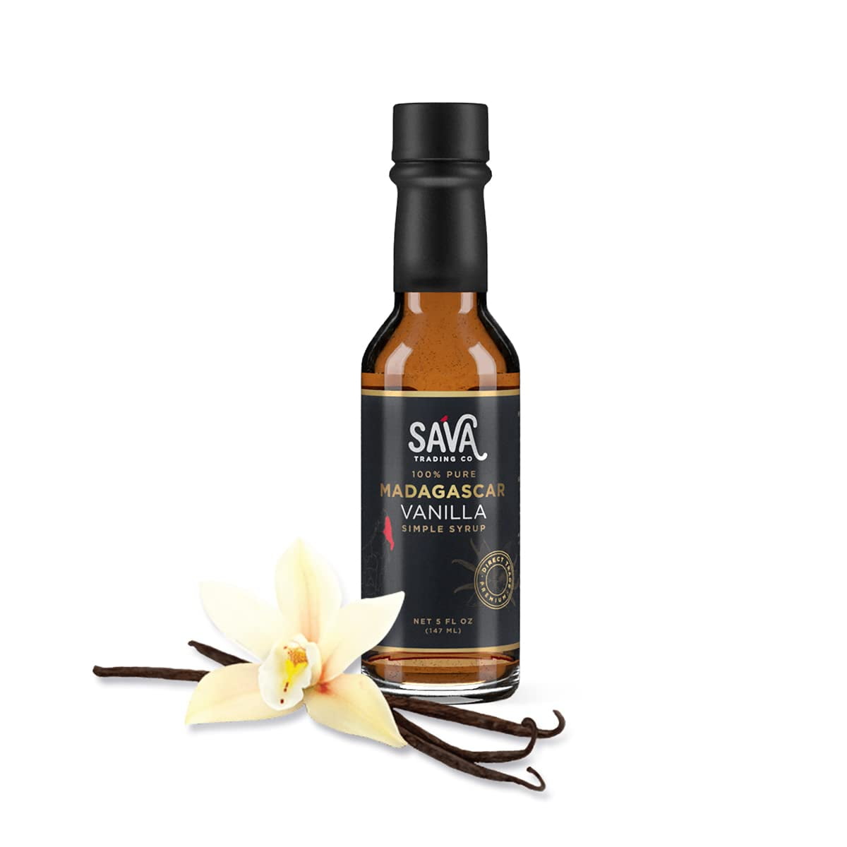 SAVA Pure Vanilla Bean Syrup - Simple Madagascar Gourmet, Cane Sugar ...