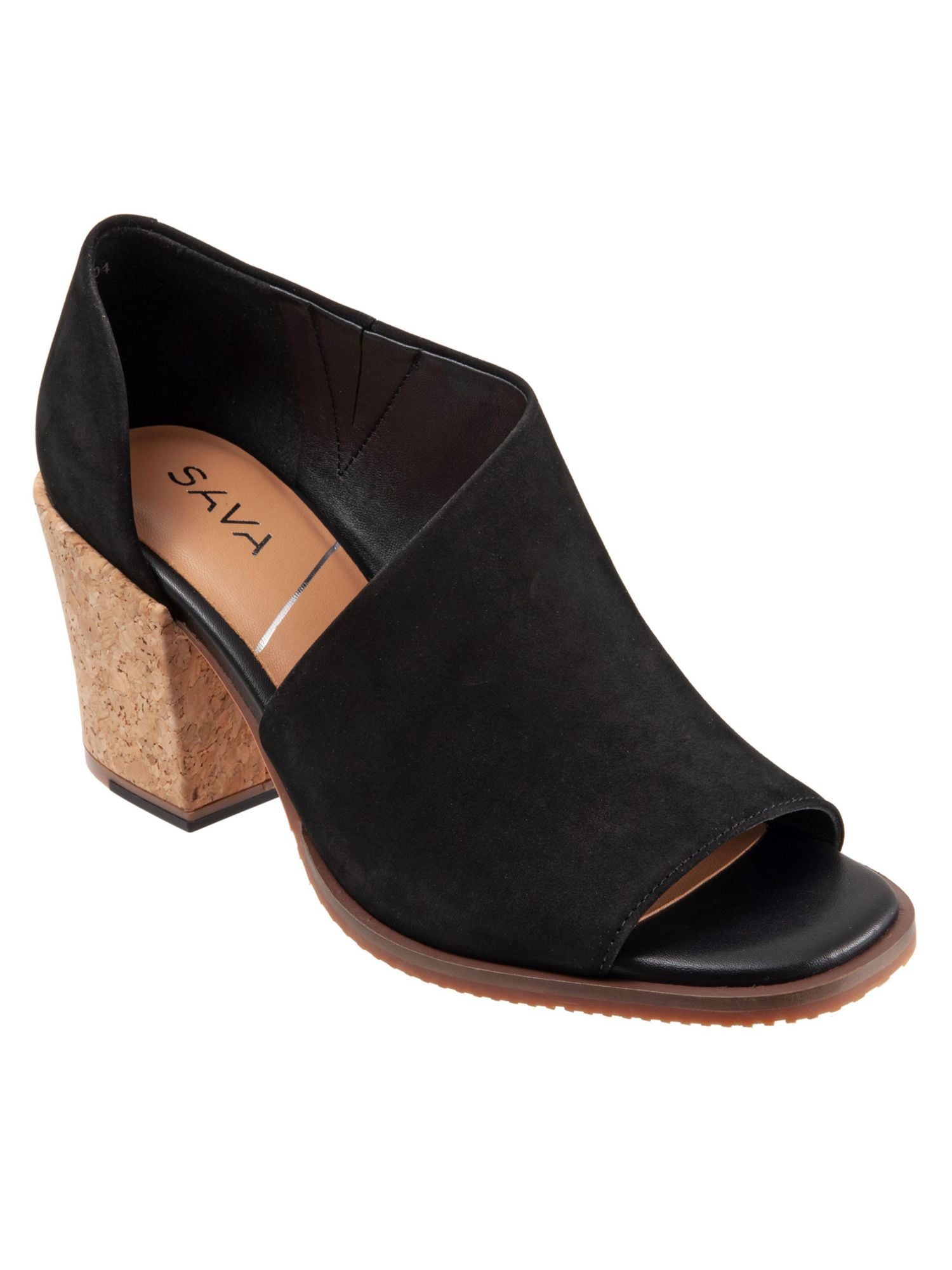 SAVA Womens Black Half D'orsay Cork Slip Resistant Goring Bentley Open ...