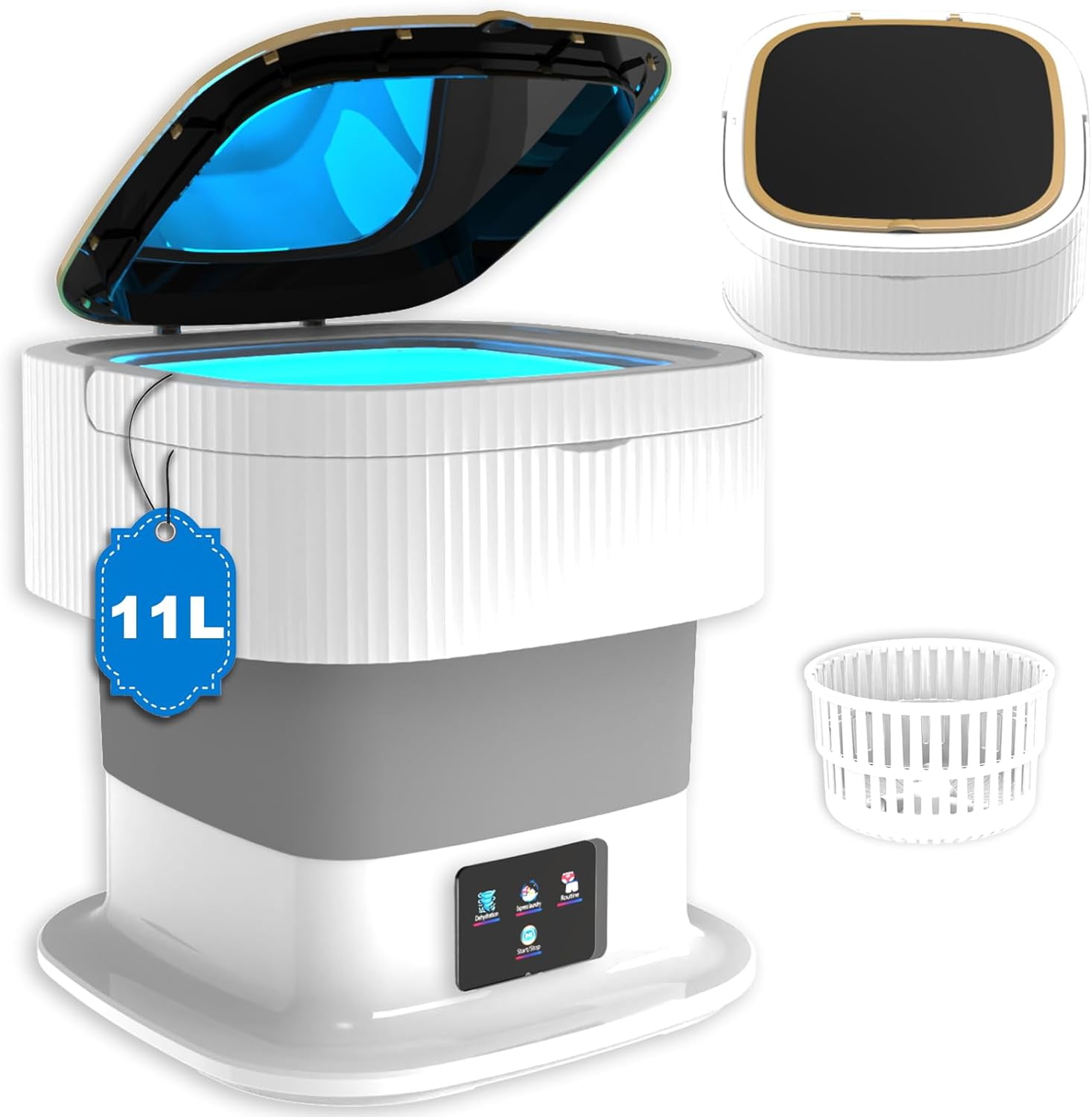 SAVALETOR Mini Washing Machine, 11.5L Large Capacity Collapsible ...