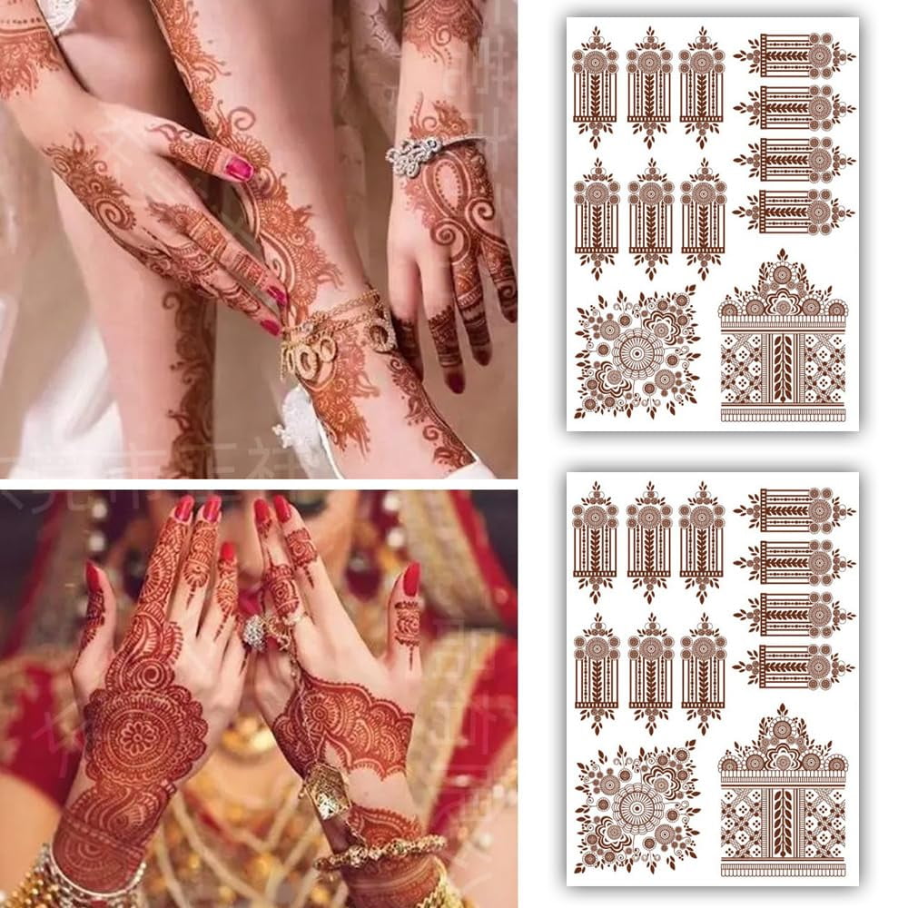 SAVI 2 Sheets Premium Mehendi Henna Tattoo Stickers Waterproof Natural ...