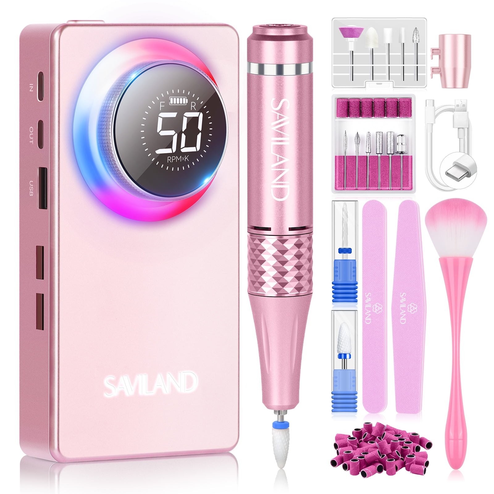 SAVILAND 50000RPM Electric Nail Drill Professional: Rechargeable ...