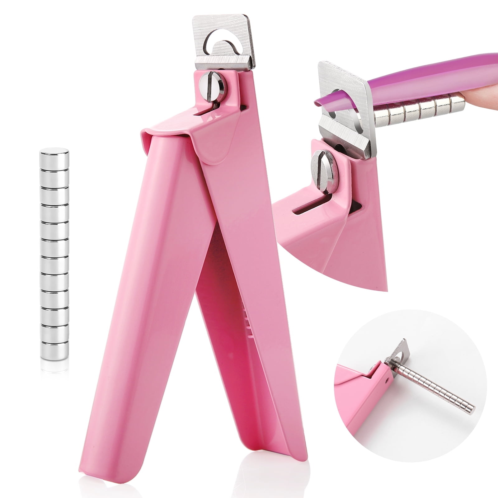 SAVILAND Acrylic Nail Clipper with Magnets: Sharp Pink Nail Clipper 15pcs Magnets Stainless ...