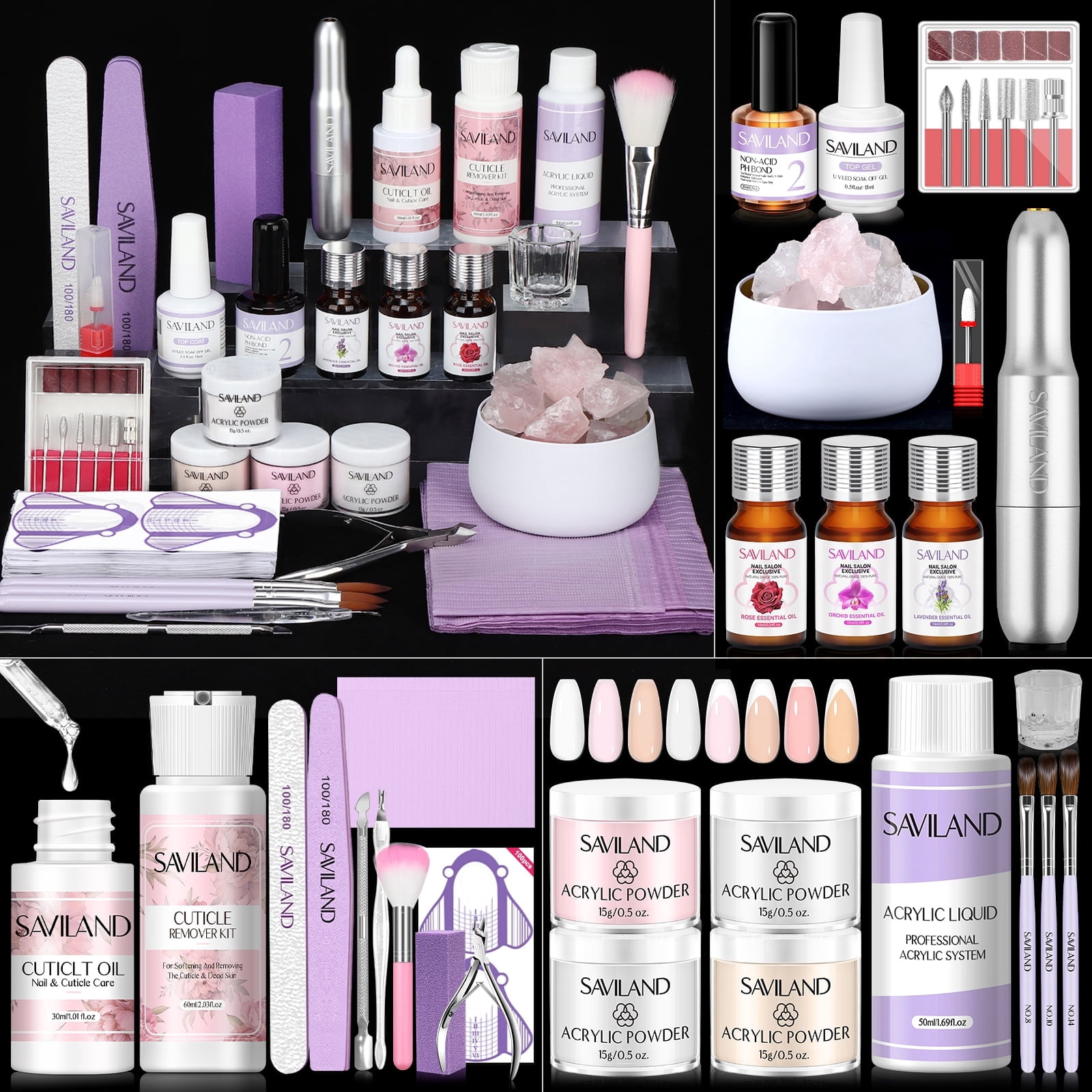 SAVILAND Acrylic Nail Kit with Nail Drill: Acrylic Powder And Liquid ...