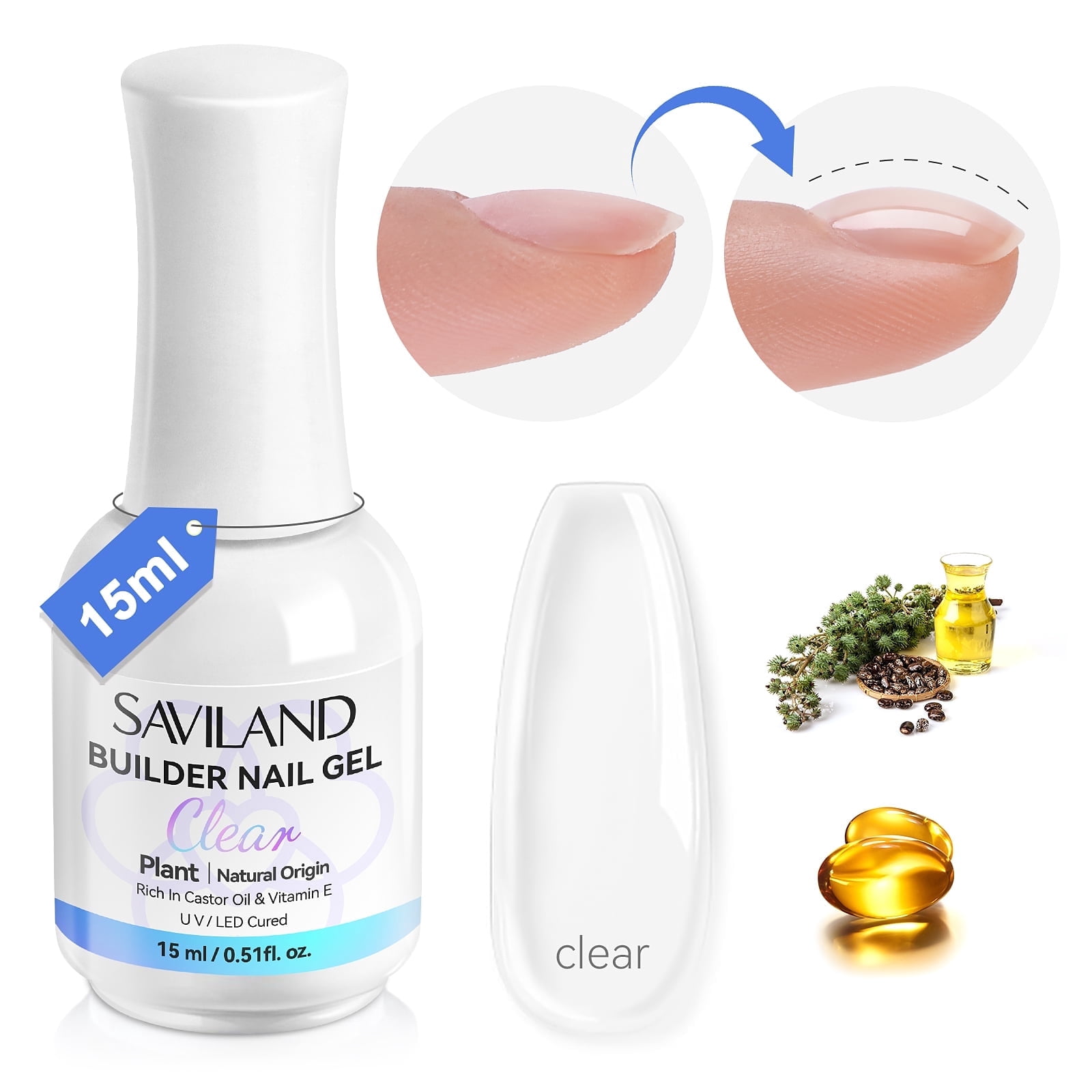 SAVILAND Clear Builder Nail Gel: 8 in 1 Builder in a Bottle with ...
