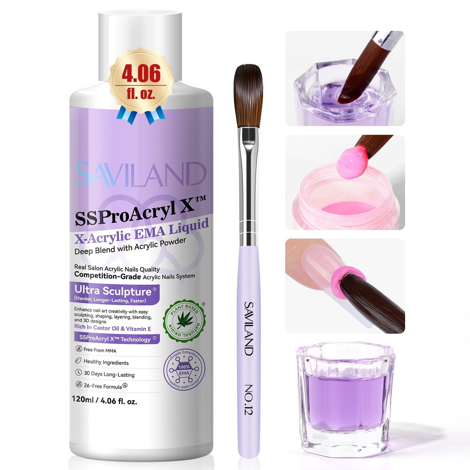 SAVILAND EMA Monomer Acrylic Nail Liquid: 4 oz Acrylic Liquid Monomer ...