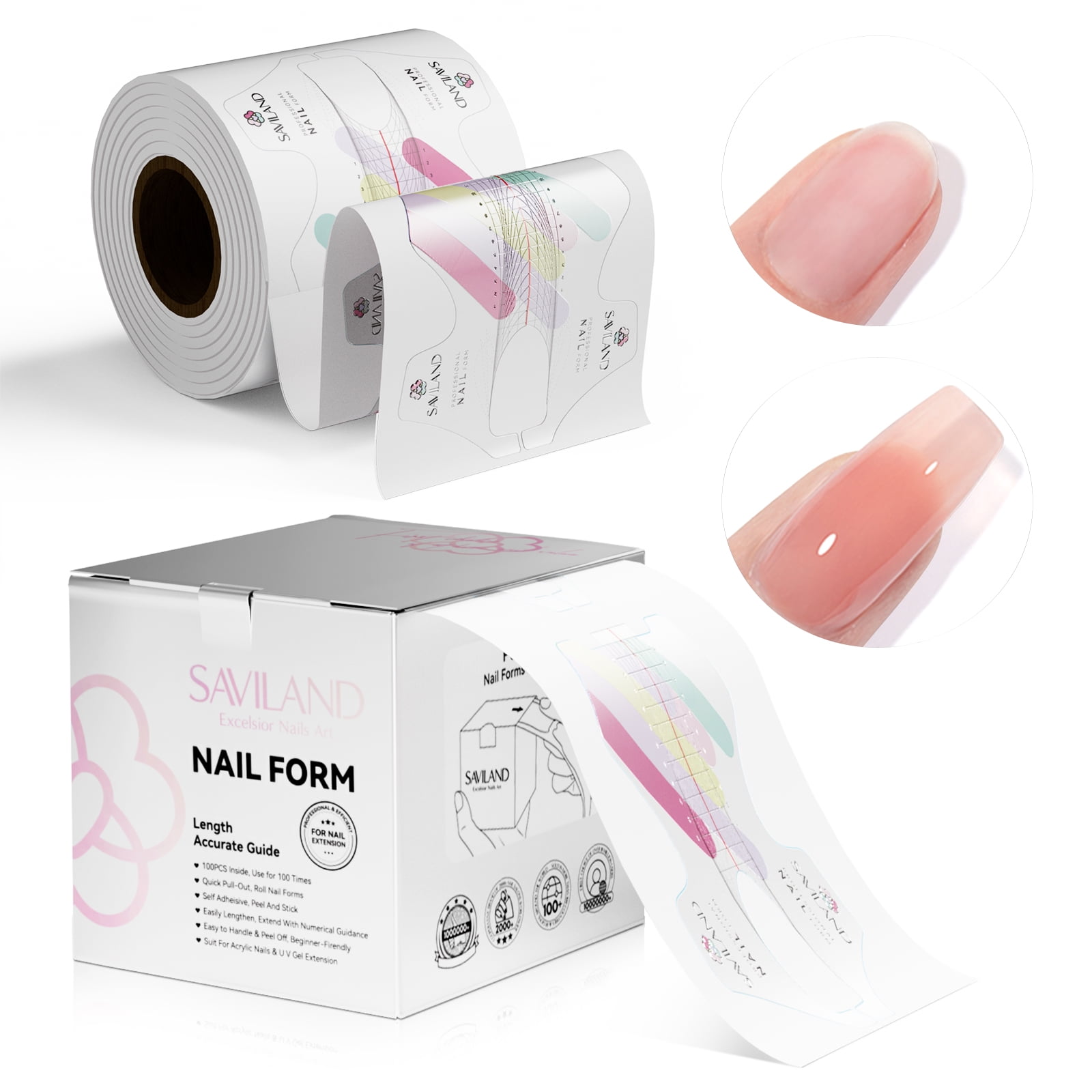 SAVILAND Plus Nail Forms: Reusable Sticky Nail Form for Builder Gel ...