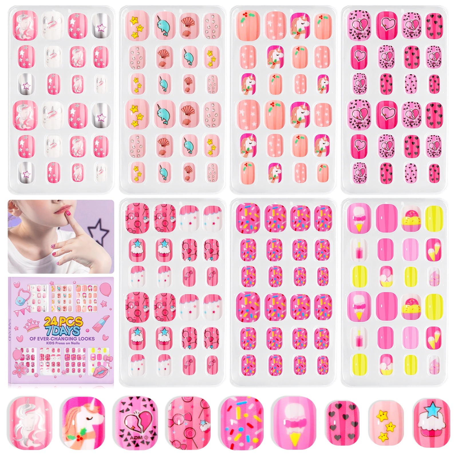 SAVILAND Press on Nails for Kids 168PCS: Kids Press on Nails for Girls ...