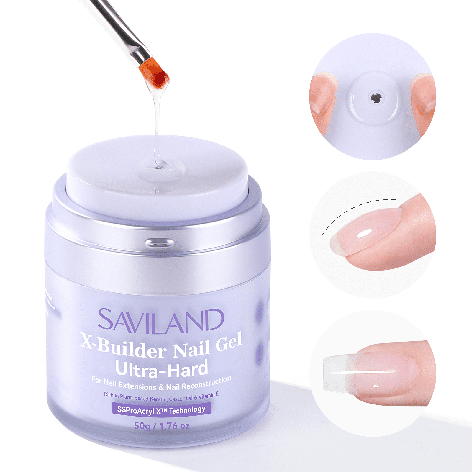 SAVILAND Pro Builder Nail Gel Kit Ultra Hard: Clear Hard Gel for Nails ...