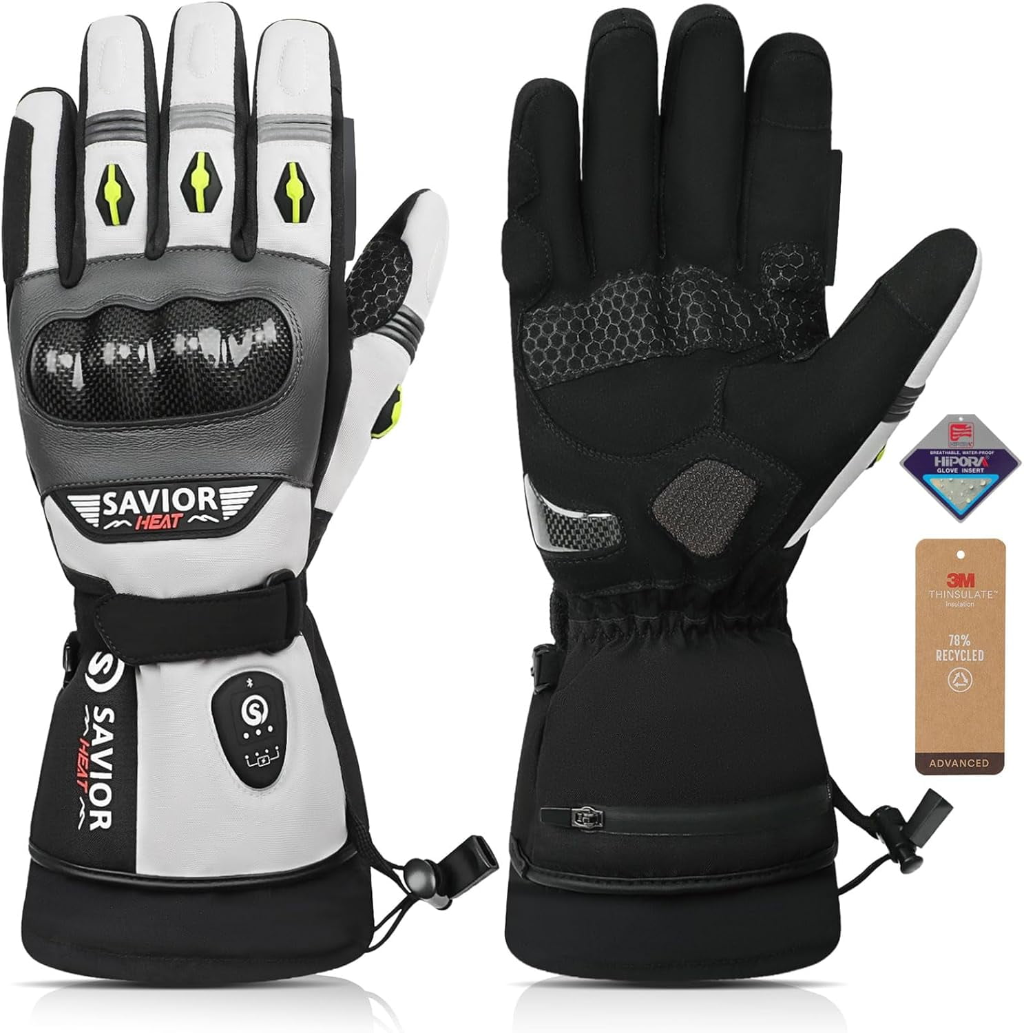 SAVIOR HEAT Heated Motorcycle Gloves for Men & Women, 3000mAh Battery ...