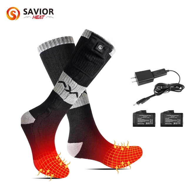 SAVIOR HEAT Rechargeable Heated Socks 7.4V Li-Polymer Battery Powered ...