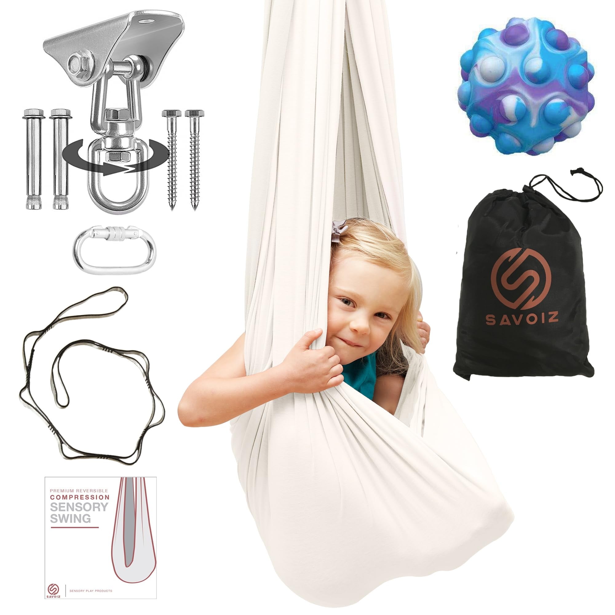 SAVOIZ Sensory Swing - Therapy Hammock Autism, ADHD, Aspergers - Double ...
