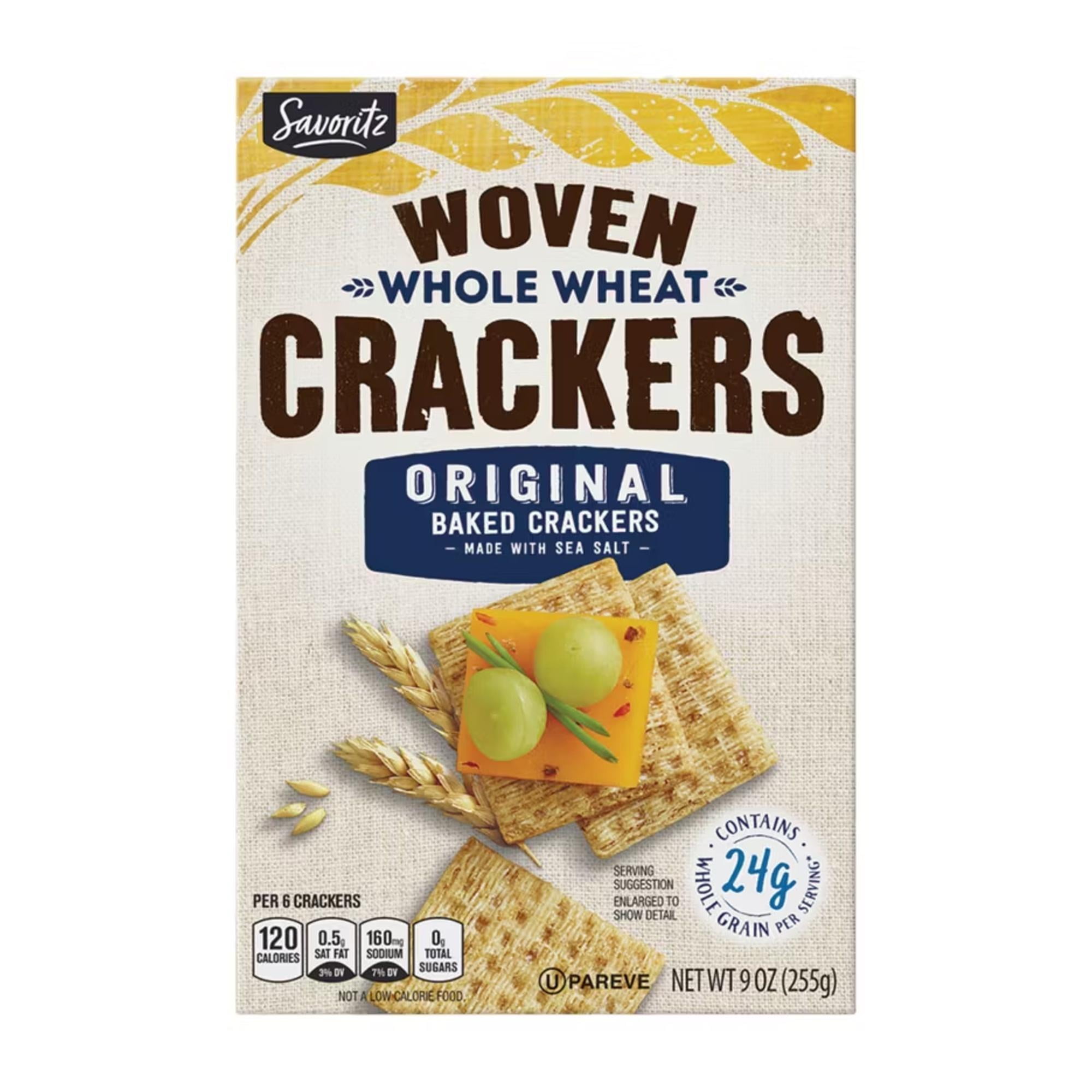 SAVORITZ - Woven Whole Wheat Cracker - Original Baked Crackers | 9 Oz ...