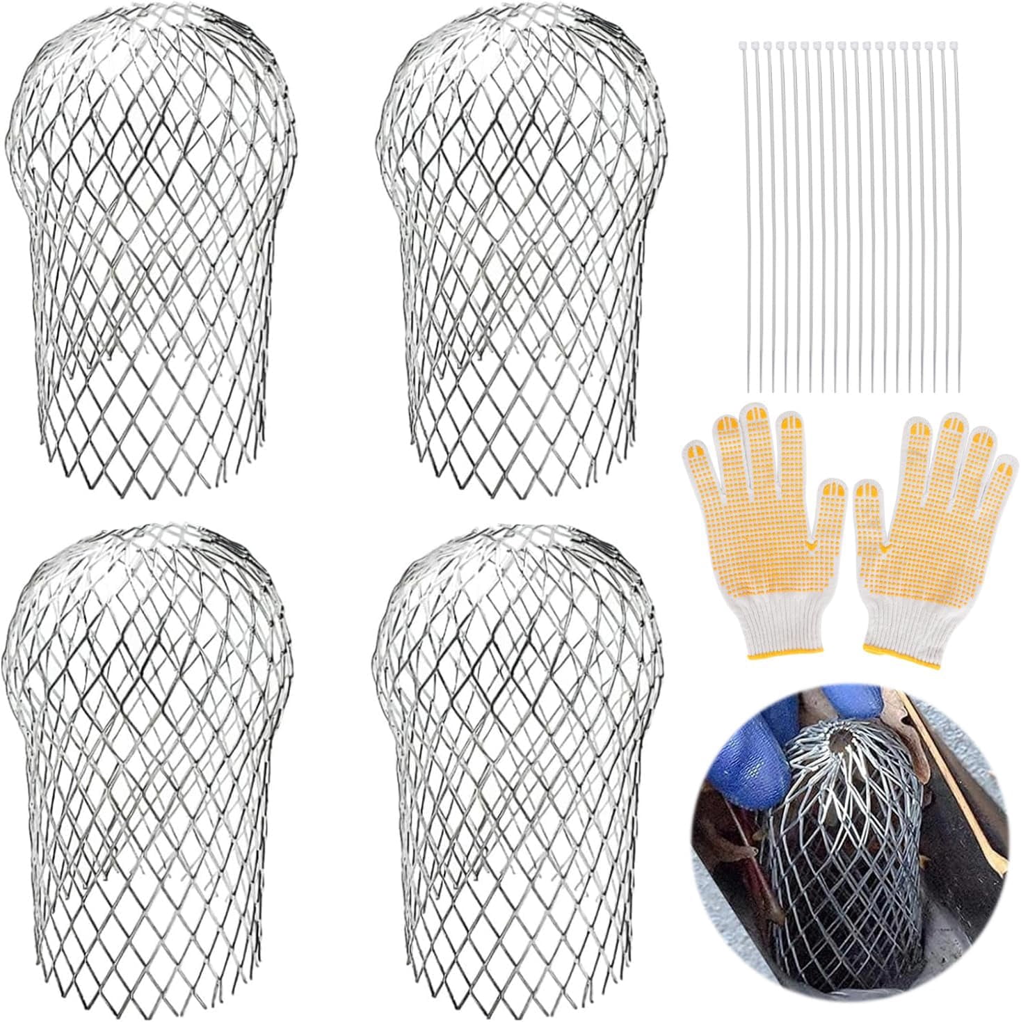 SAVUK 4 Pcs Gutter Downspout Guards 3.5 Inch Aluminum Leaf Filter ...