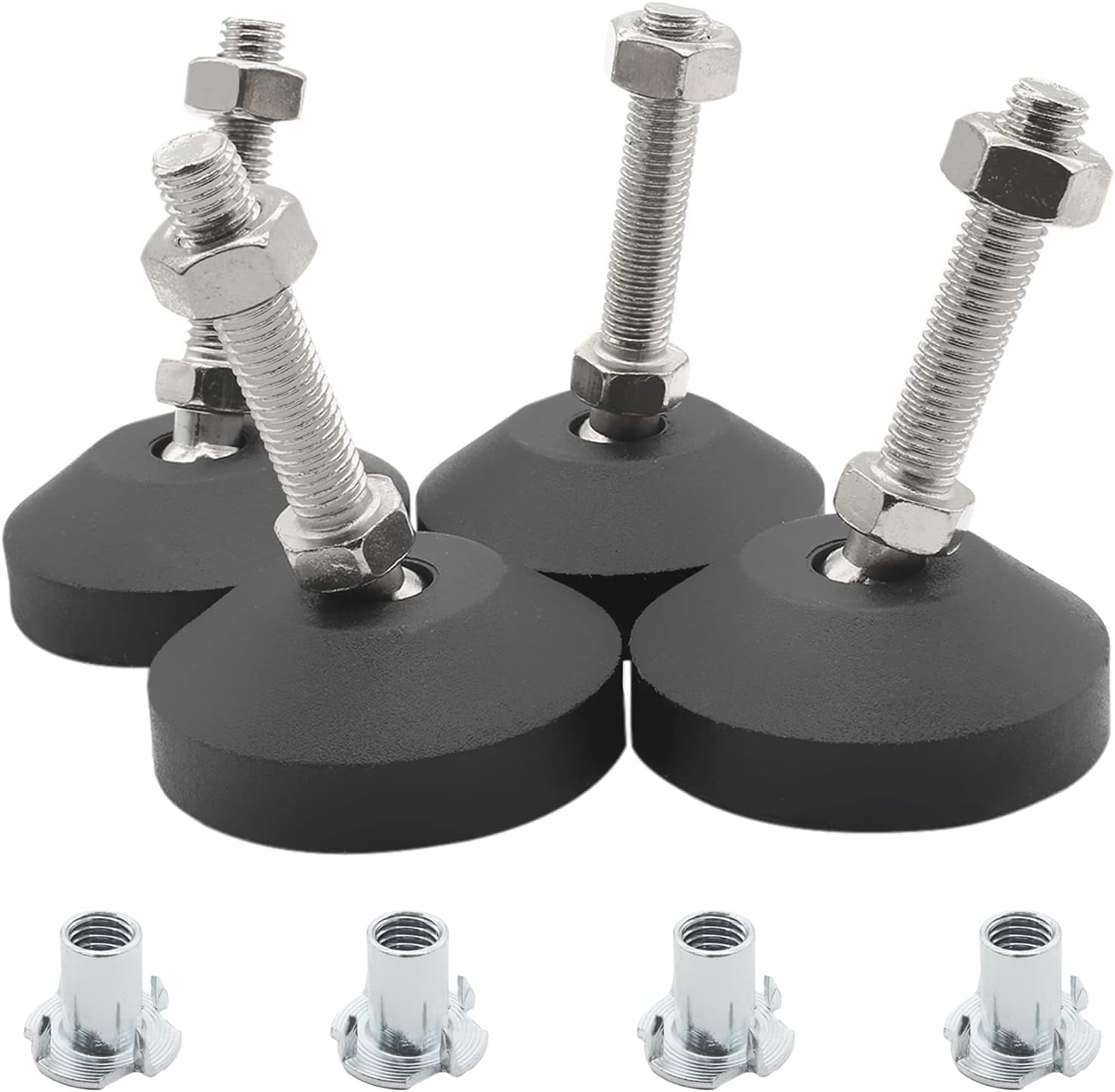 SAVUK 4 Pcs M10 Leveling Feet with T-Nut, Anti Skid Threaded Rubber ...