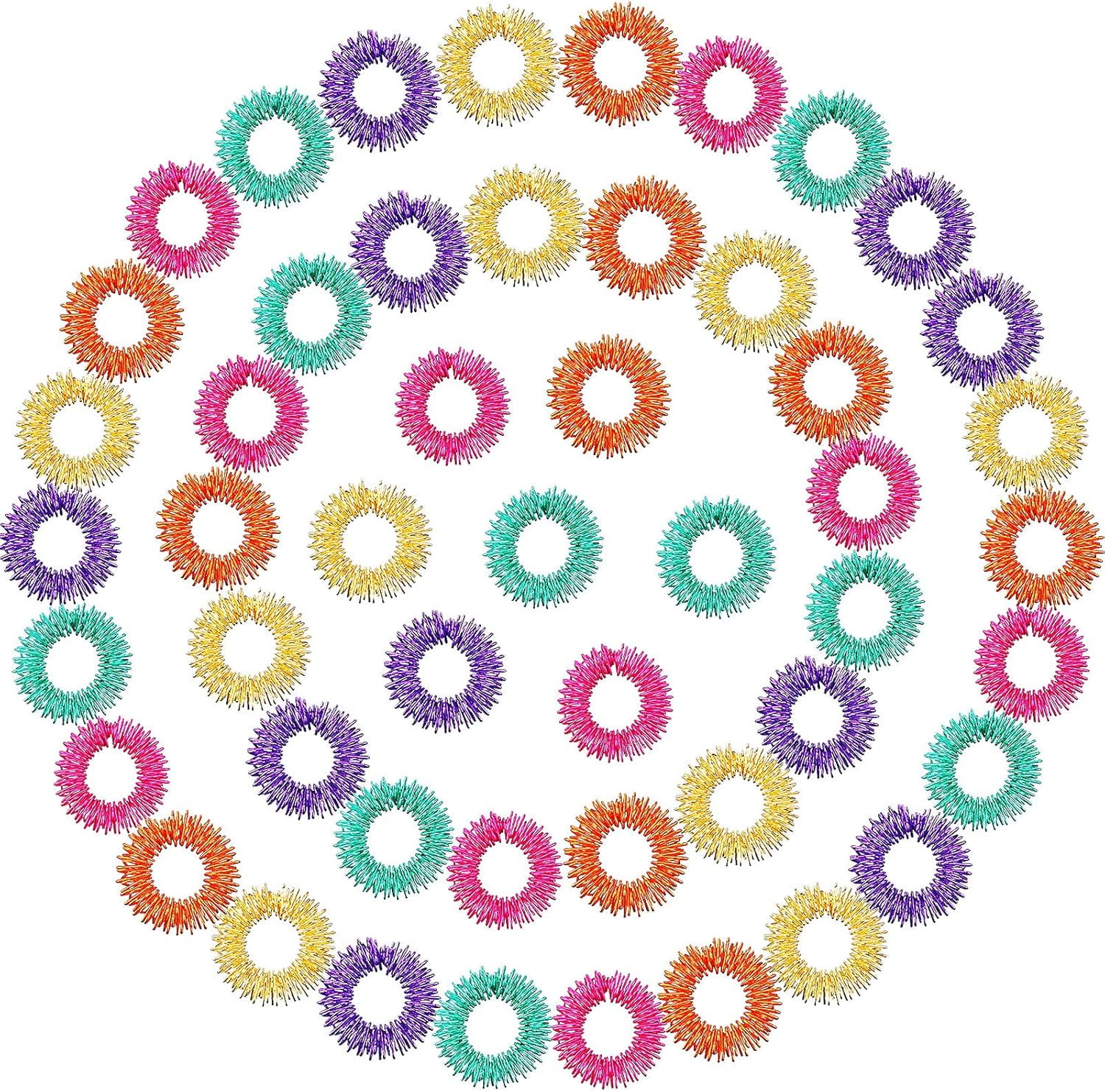 SAVUK 50 Pcs Acupressure Rings Spiky Sensory Finger Rings Spiky Finger Acupressure Set for Teens ...