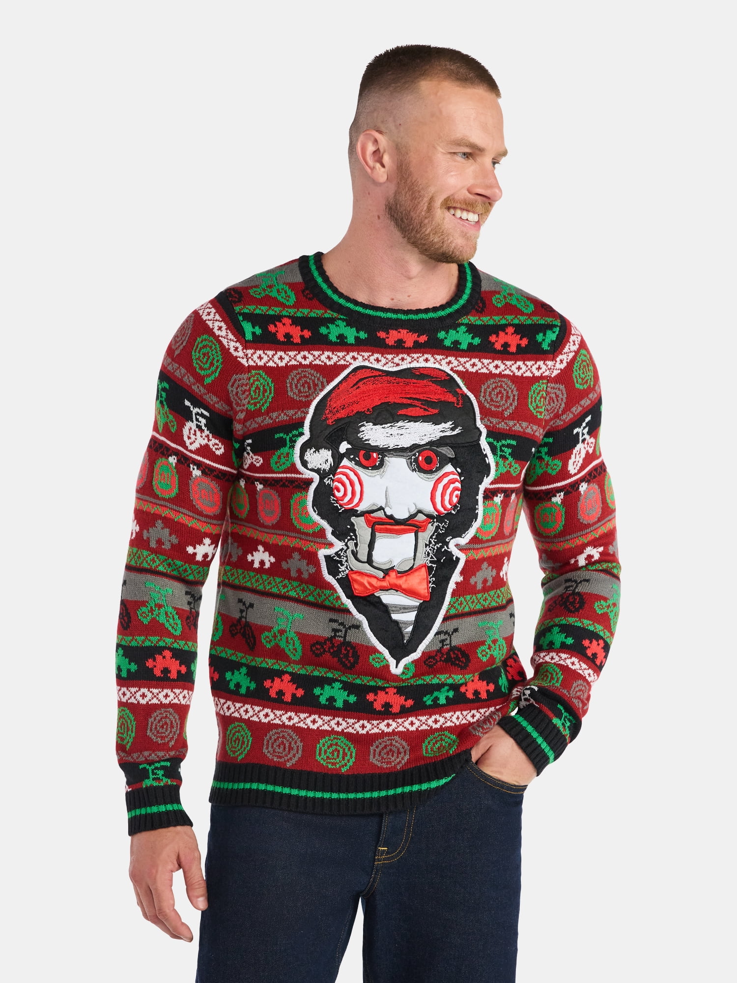 SAW Men's Billy the Puppet Cool Holiday Sweater, Sizes S-3XL - Walmart.com