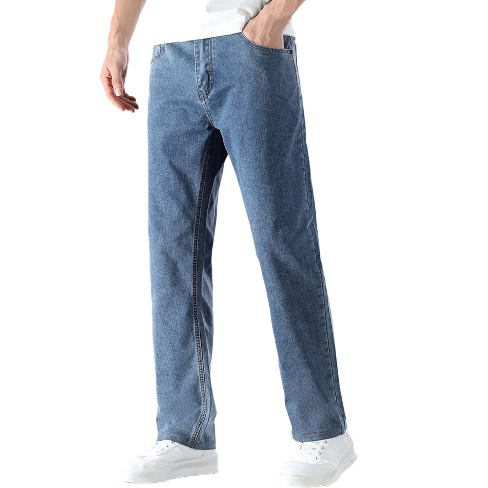 SAWOBUUN Men's Regular Jeans Straight Leg Relaxed Fit Loose Classic ...