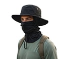 SAWOBUUN Outdoor UV Sun Protection Wide Brim Foldable Face Mask Fishing ...