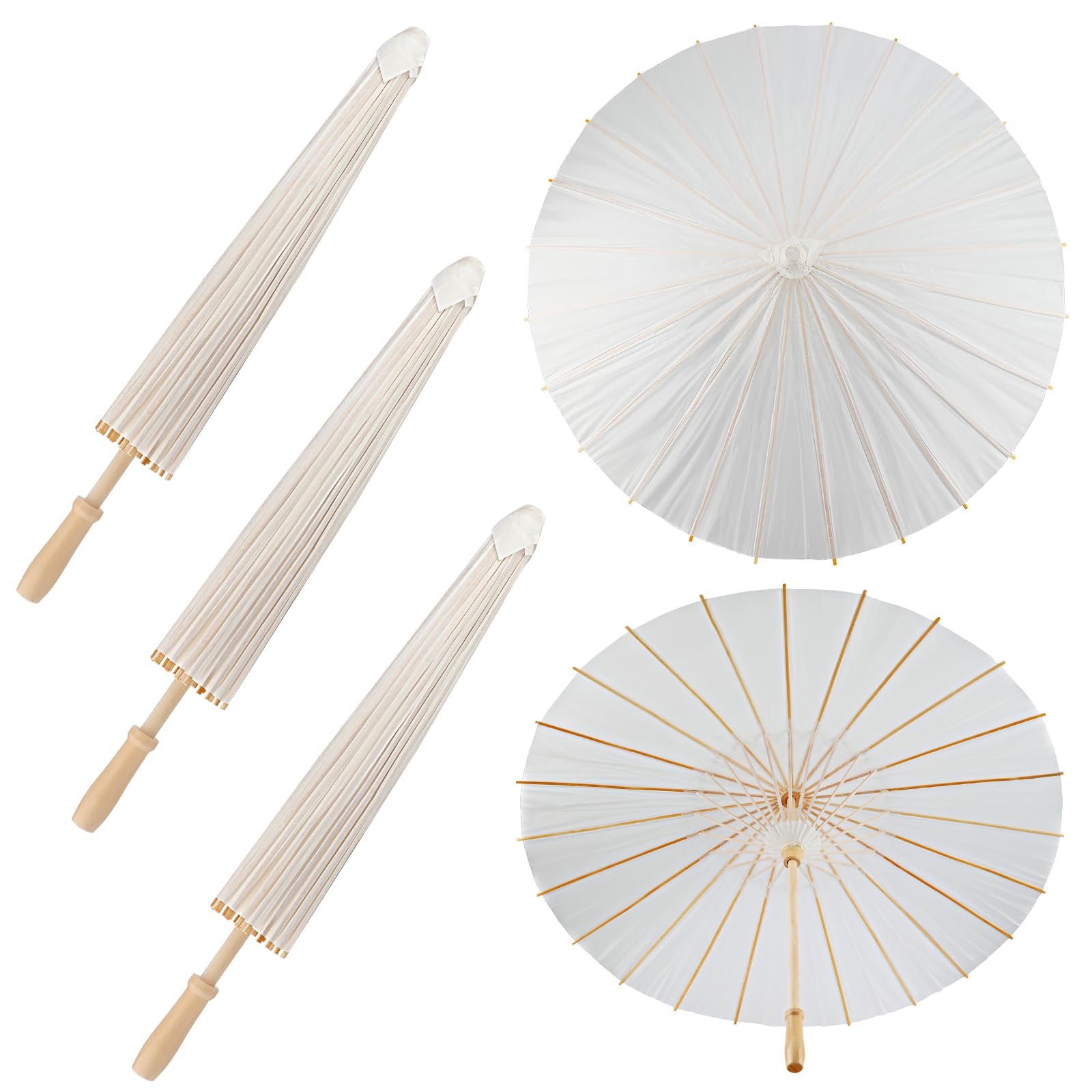 SAYAYA 3 Pieces 33 MFF30 Inches Large White Paper Umbrellas Parasol ...