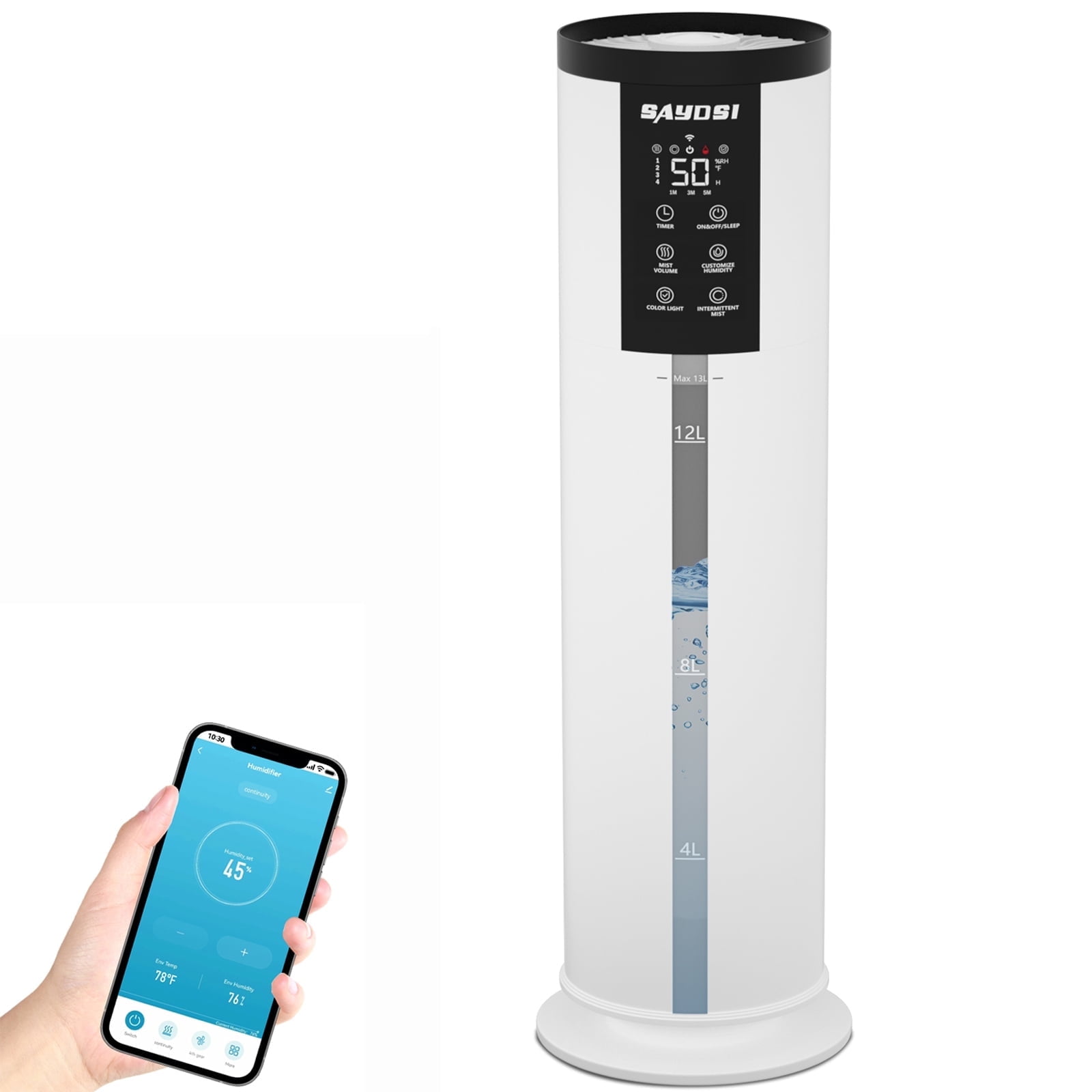 SAYDSI 2000 sq.ft Smart Humidifiers for Home Bedroom Basement Office ...