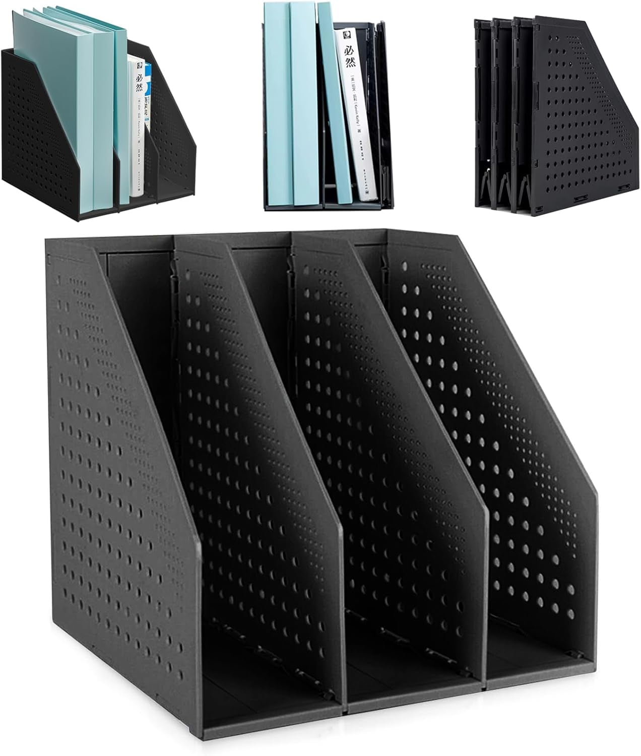SAYEEC 1Pcs Collapsible Plastic Magazine File Holder Vertical Binder ...