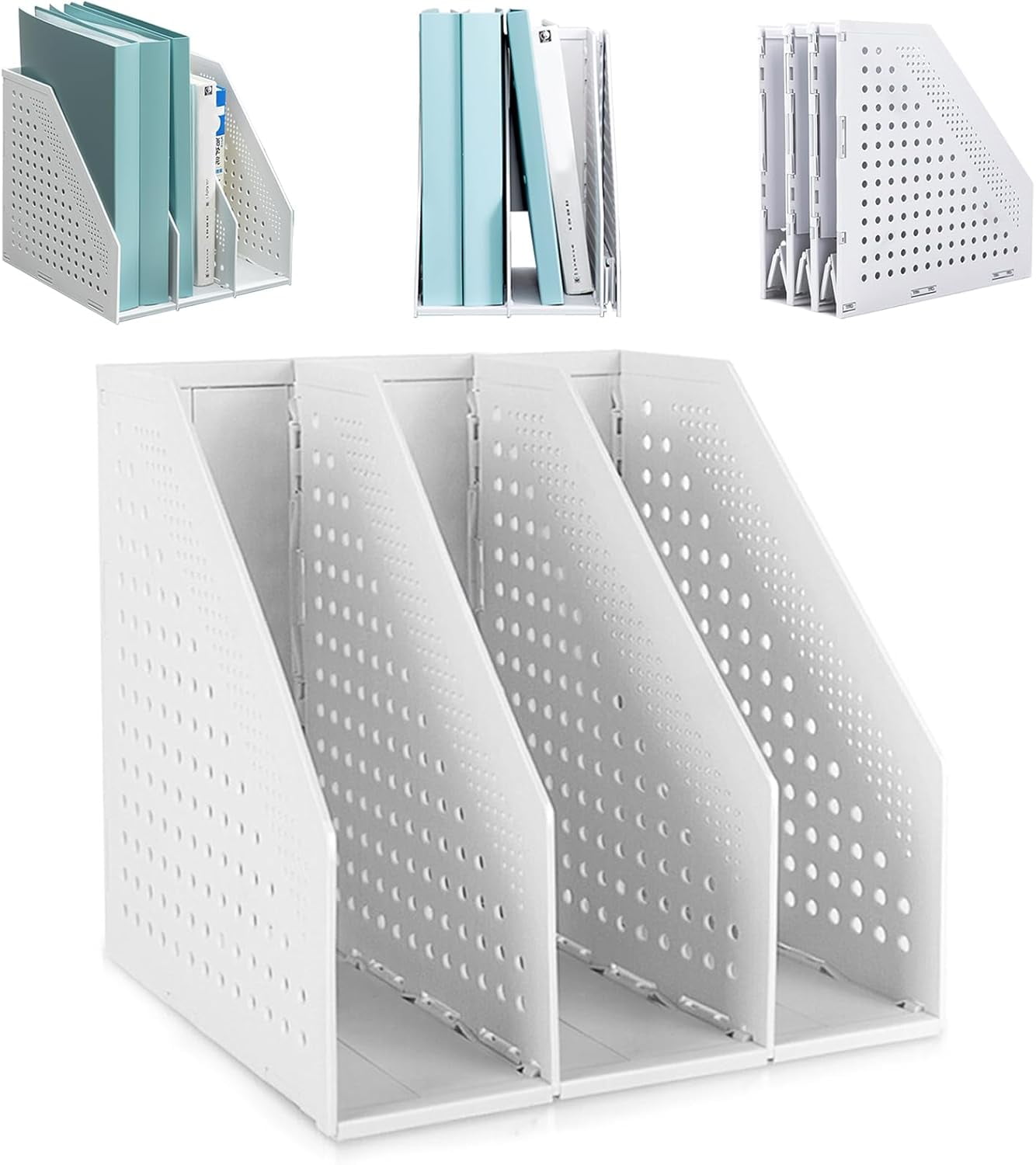SAYEEC 1Pcs Collapsible Plastic Magazine File Holder Vertical Binder ...