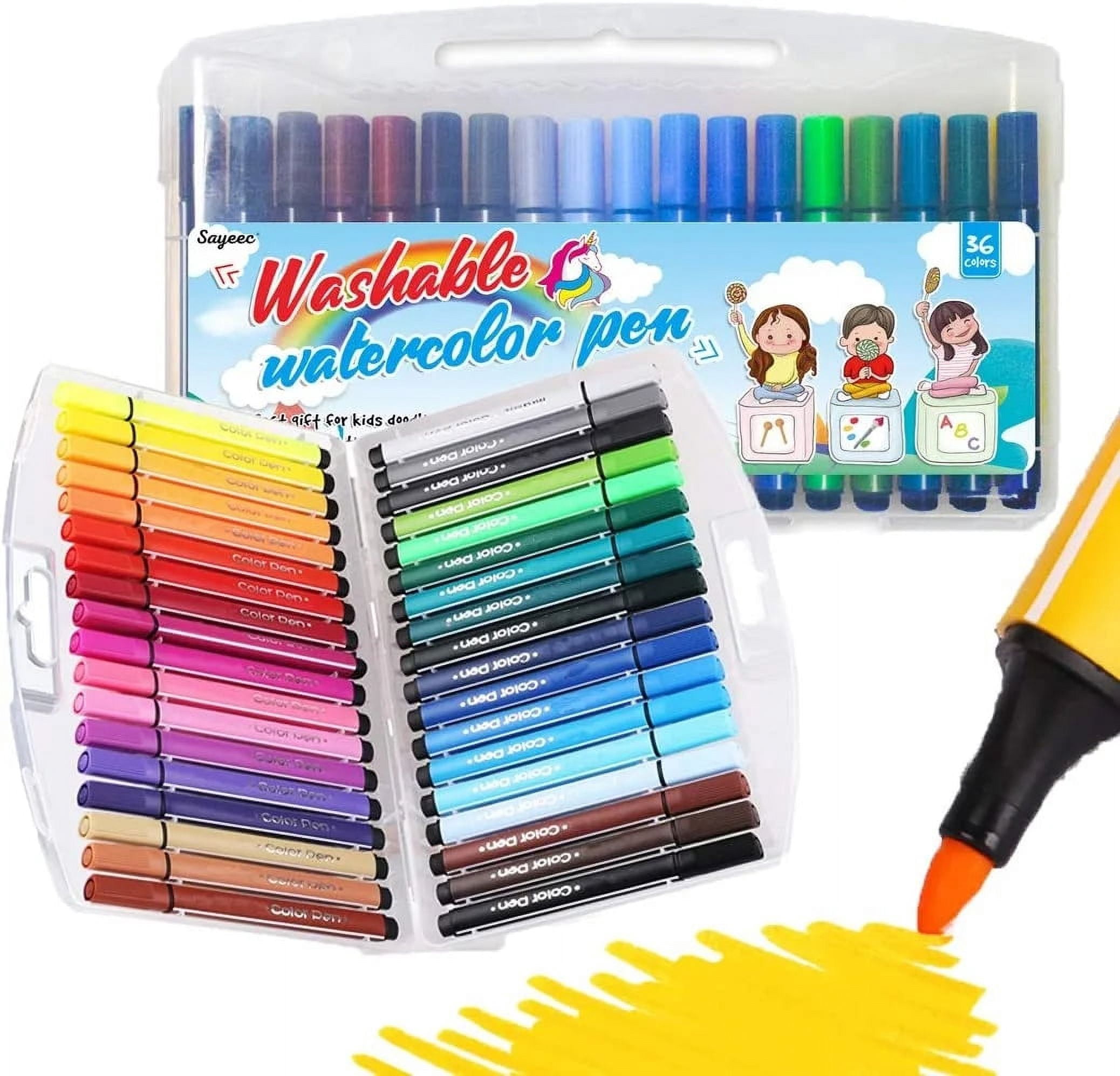 SAYEEC 36 Assorted Colors Coloring Pens Washable Marker Set Art Marker ...