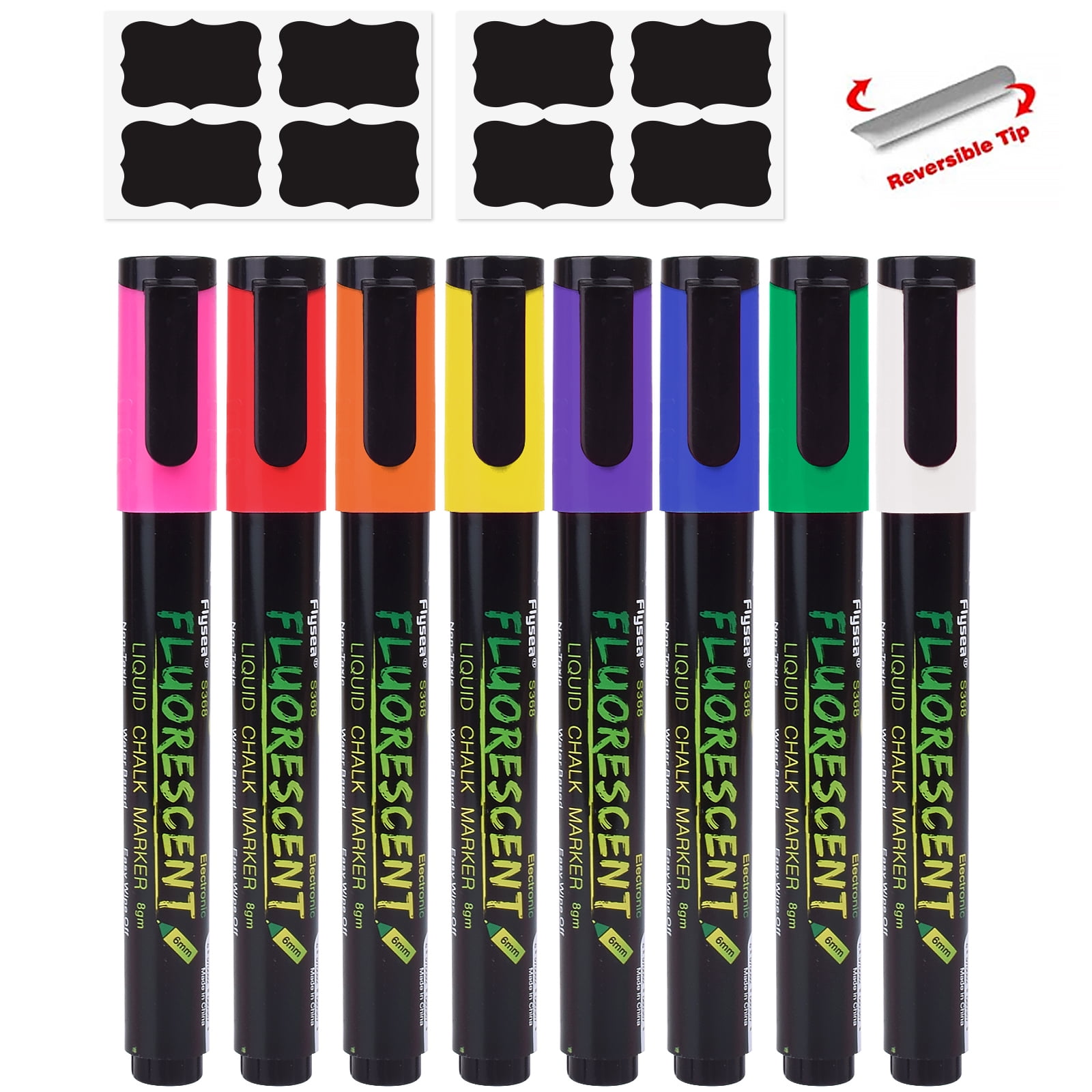 SAYEEC Chalk Markers, 8 Vibrant Colors Erasable Chalkboard Markers with ...