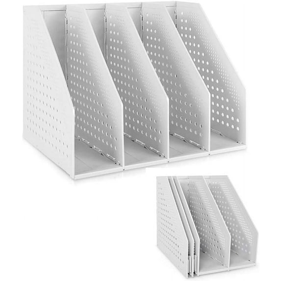 SAYEEC Collapsible Plastic Magazine File Holder Vertical Binder Storage ...