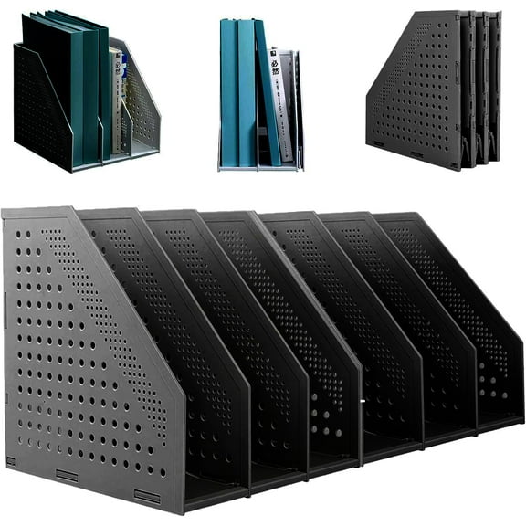 Acrylic Magazine File Holder, 4 Vertical Compartments Desk Document ...