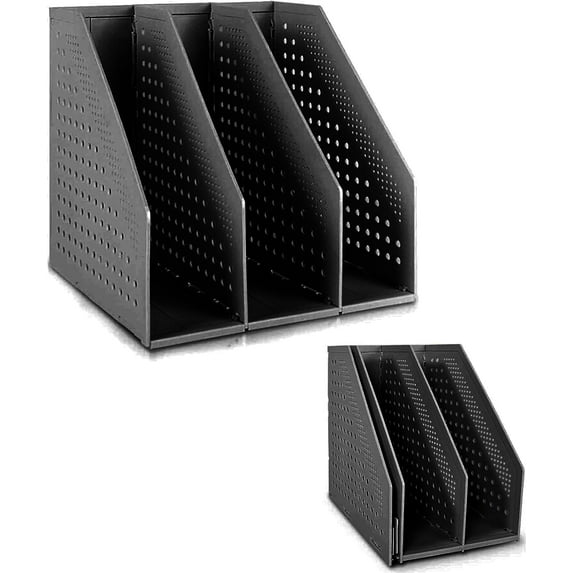 SAYEEC Collapsible Plastic 3 Compartment Vertical Binder Storage ...