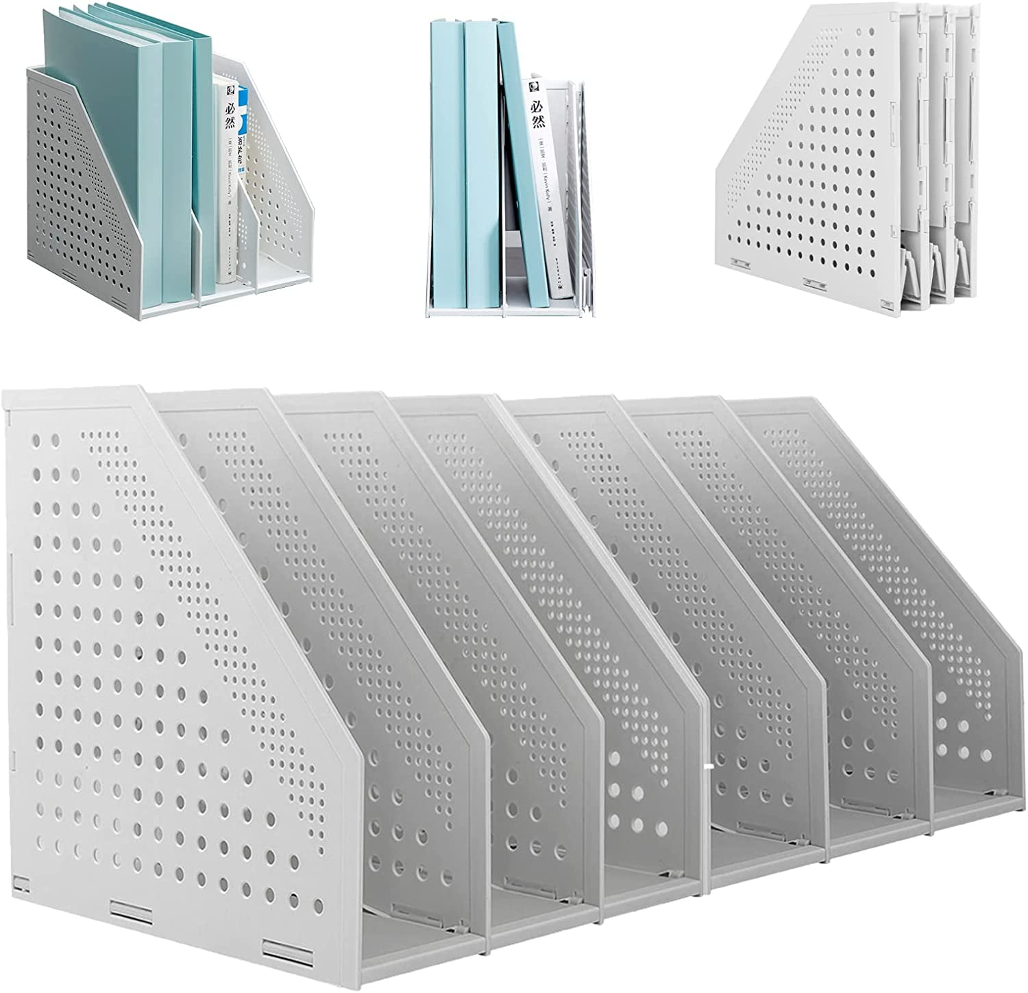 SAYEEC Collapsible Plastic Magazine File Holder Vertical Binder Storage ...