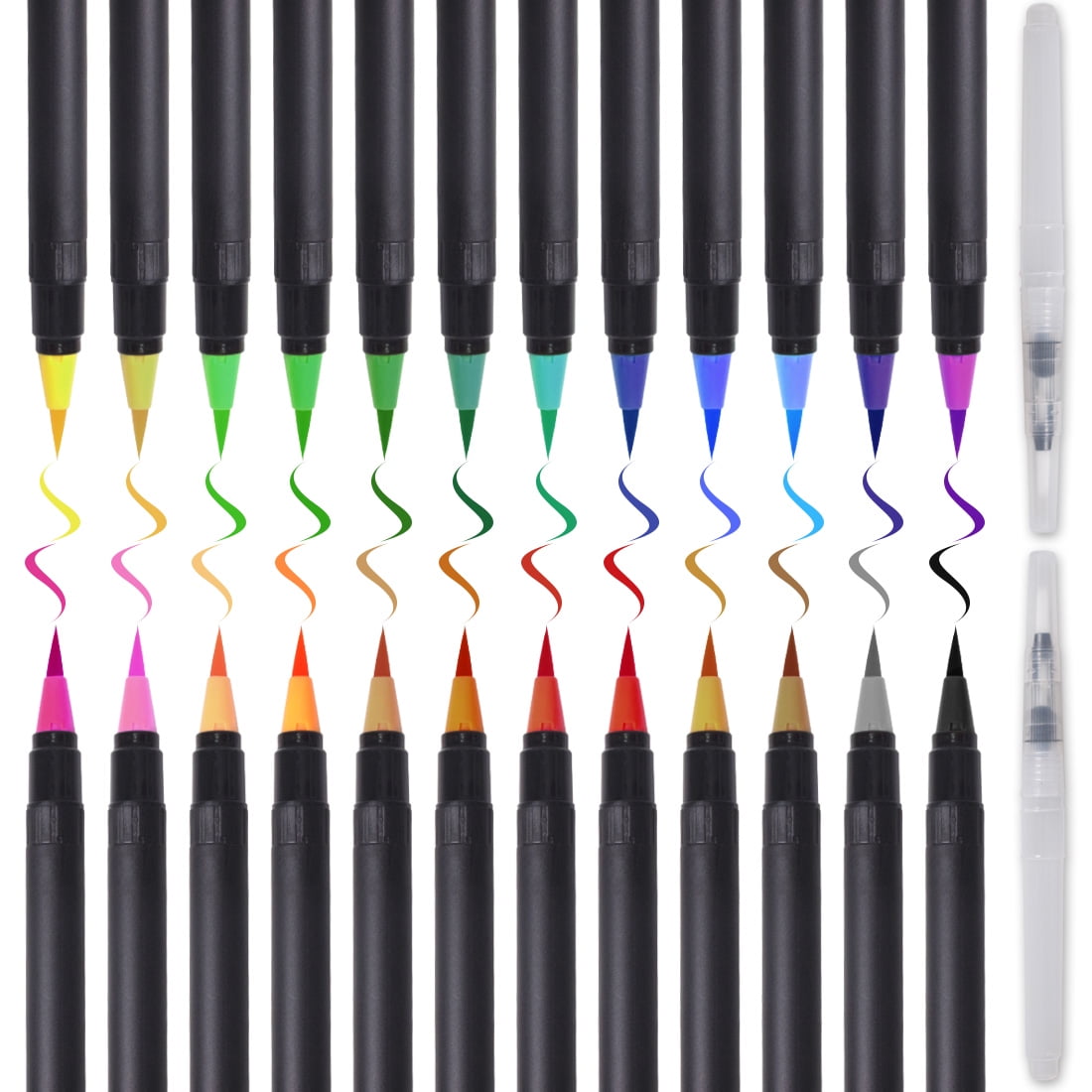 SAYEEC Watercolour Brush Set 24 pcs Watercolour Paint Brush Marker Pens ...