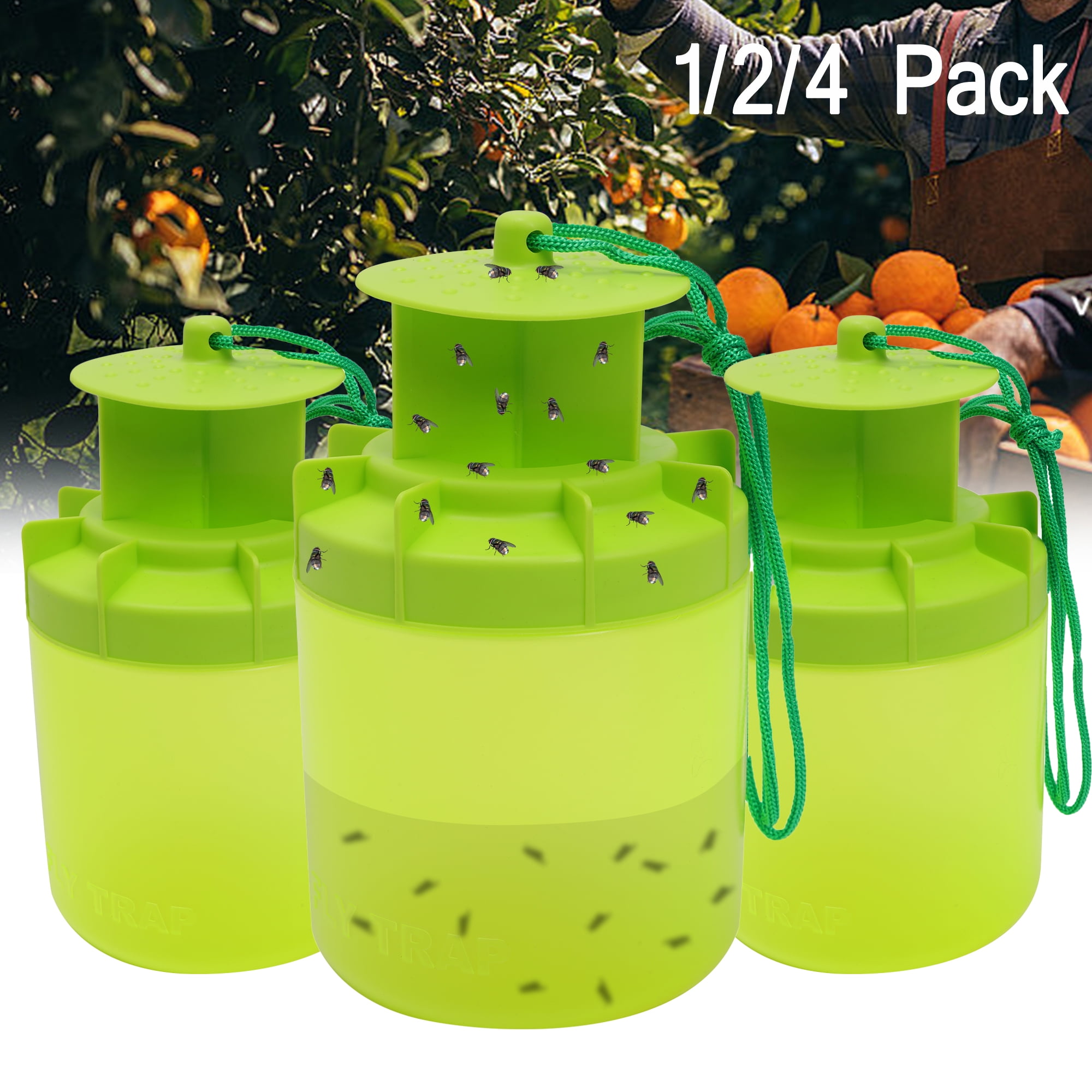 SAYFUT 1/2/4 Pack Upgraded Ranch Fly Traps Outdoor Hanging Fly Catcher ...