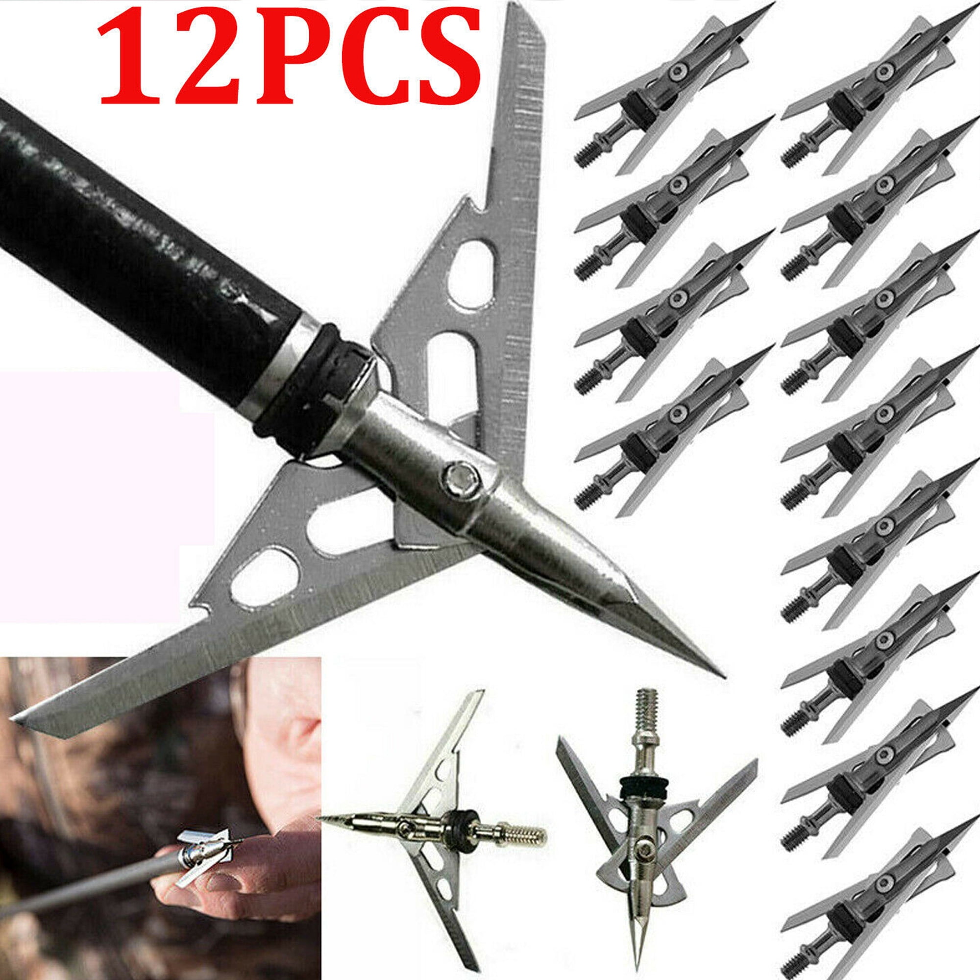 SAYFUT 12Pcs Hunting Broadheads, 2 Blades Archery Broadheads 100 Grain ...
