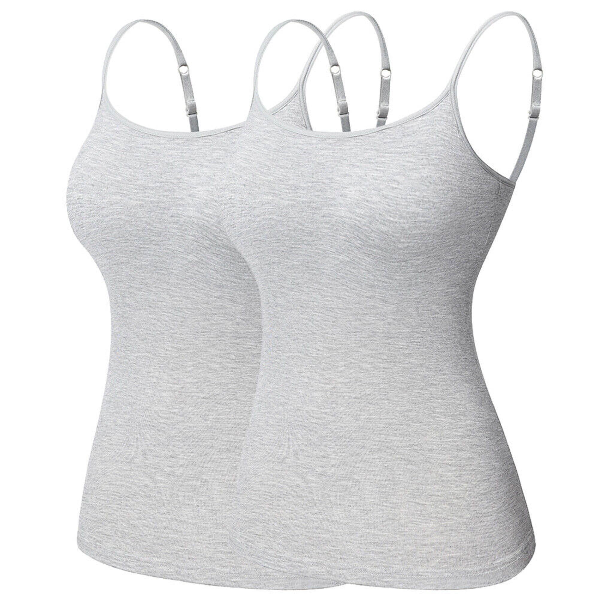 SAYFUT 2 Packs Women's Tank Tops Adjustable Strap Camisole With Built ...