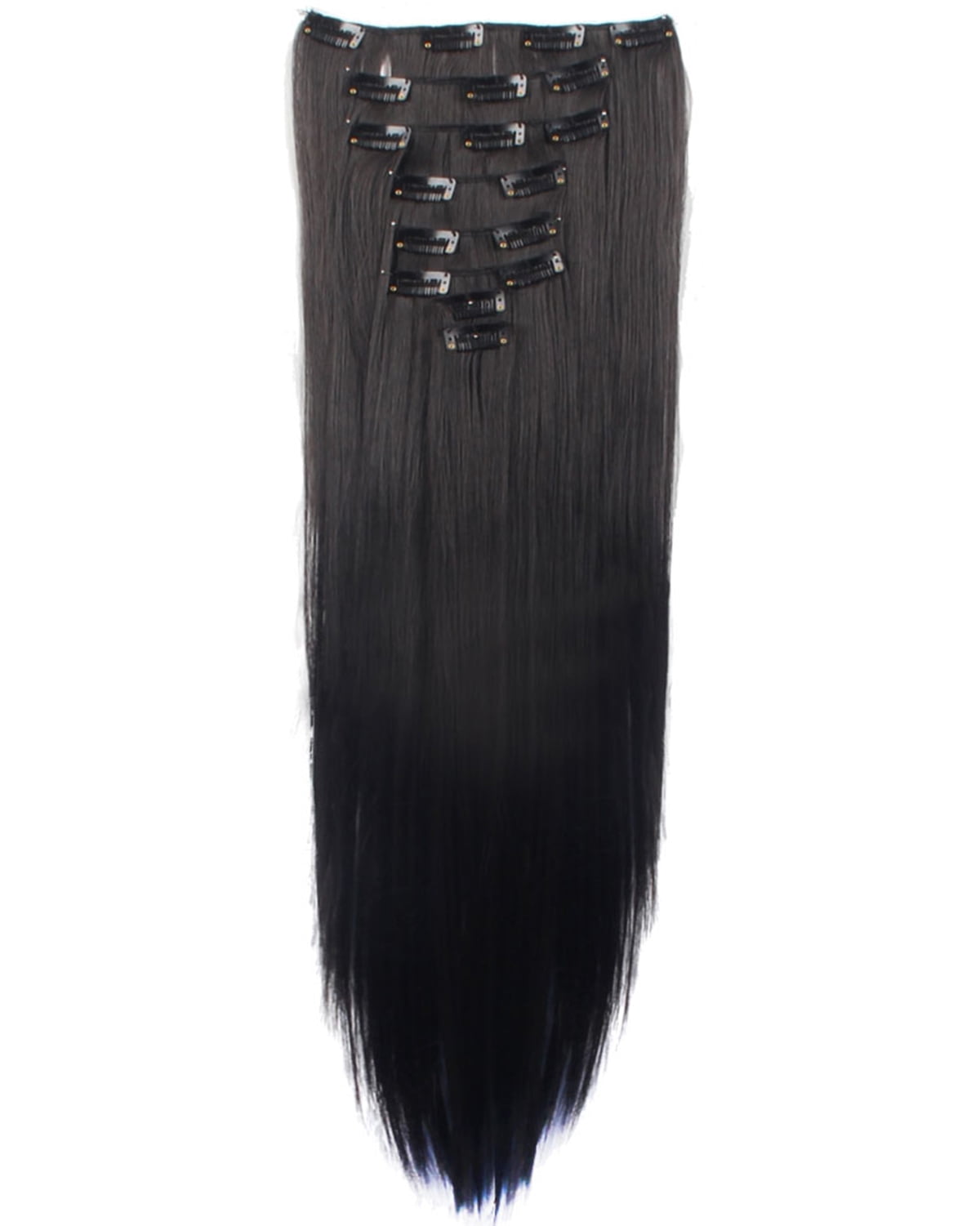 SAYFUT Womens Girls 23" Straight Full Head Clip in Synthetic Hair ...