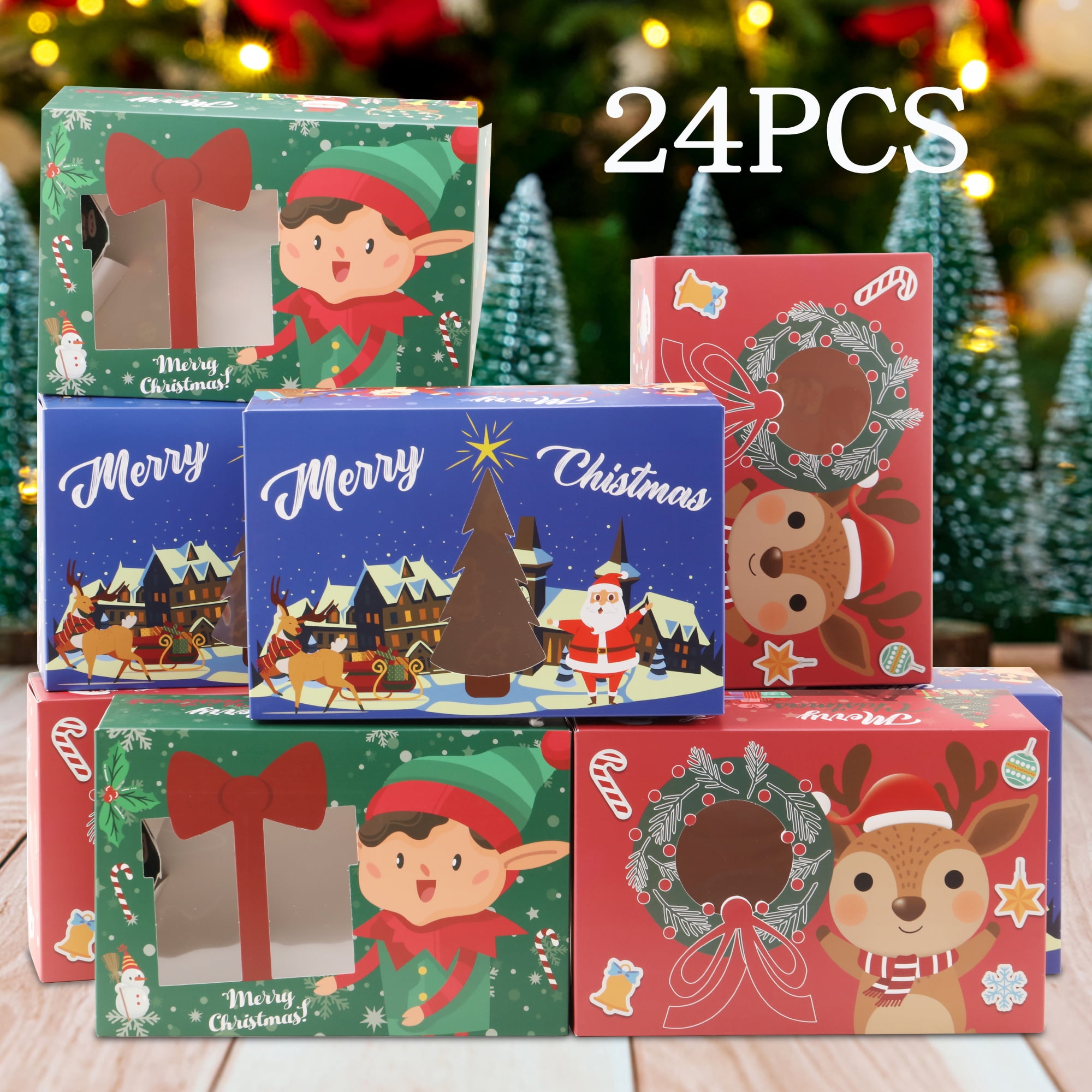 SAYFUT 24 Pack Christmas Boxes for Gifts with Lids for Presents, Empty ...