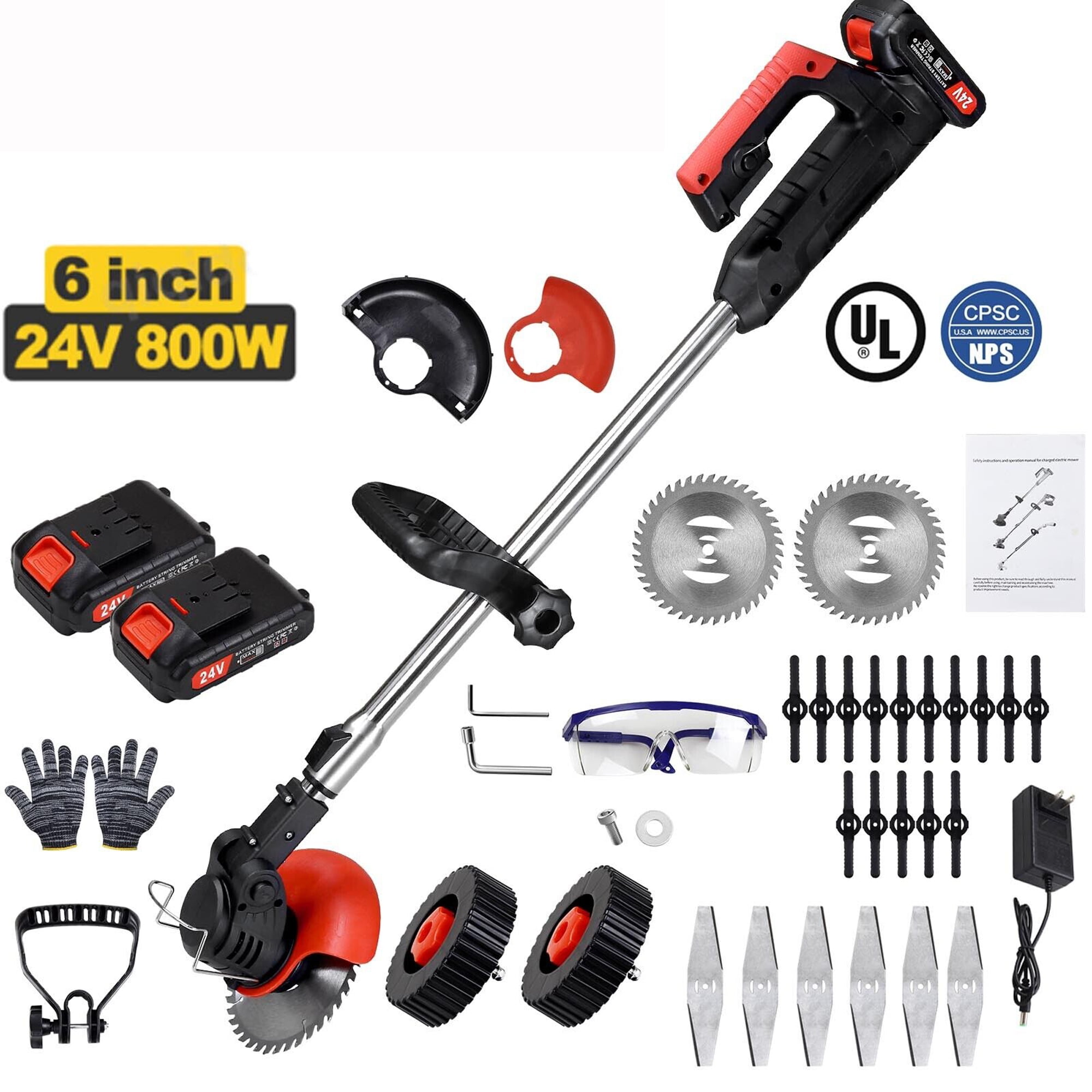 SAYFUT 24V Battery String Trimmer, Cordless String Grass Trimmer Length ...