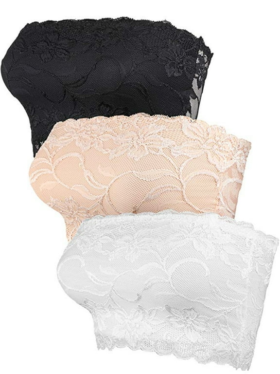 YouLoveIt Women's Bandeau Bra Lace Chest Wrap Floral Lace Tube Top Bra ...