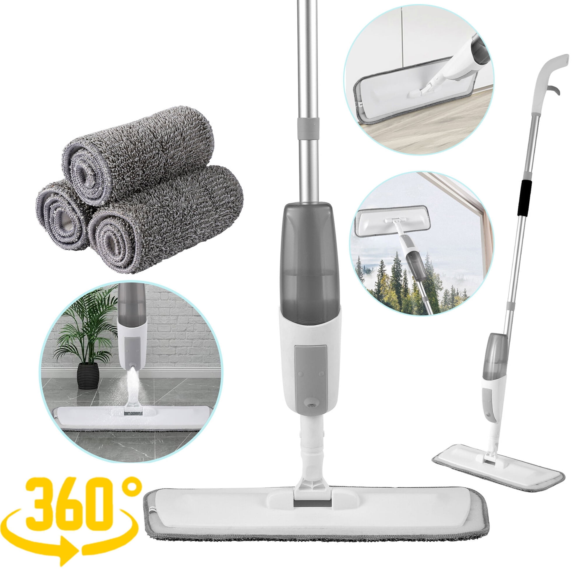 SAYFUT 360 Rotatable Microfiber Spray Mops for Floor Cleaning with 4 ...