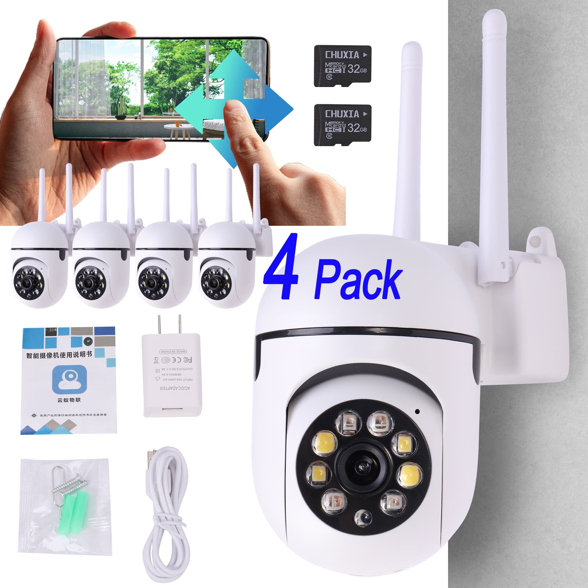 SAYFUT 4 Pack Security Camera Wireless WiFi, Home Surveillance Cameras ...