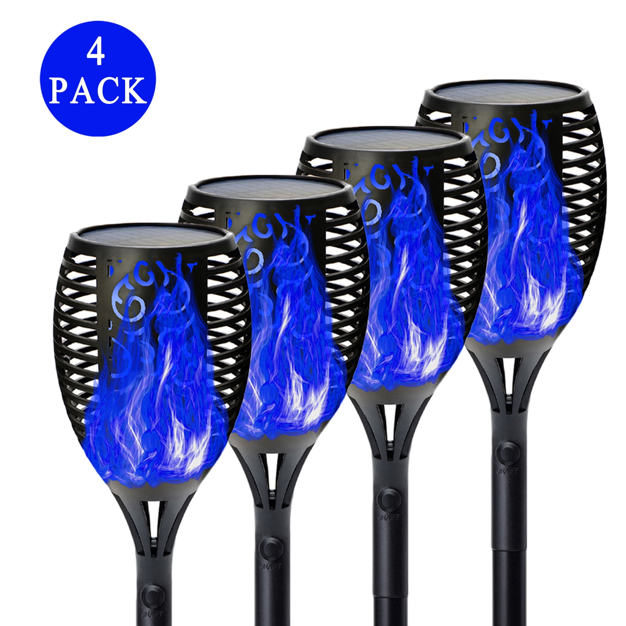 SAYFUT 4 Pack Solar Torch Lights Waterproof Wireless Flickering Dancing ...