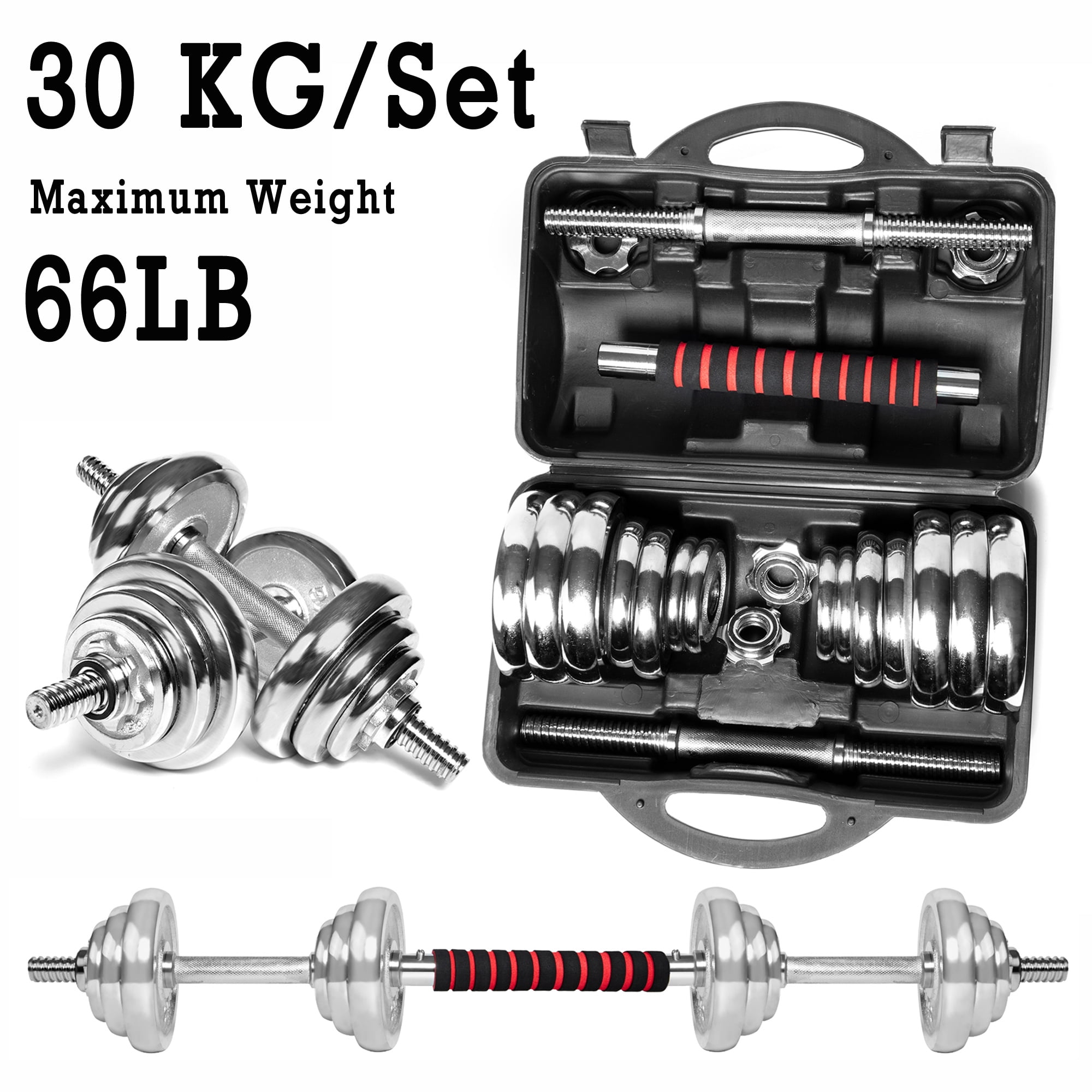 SAYFUT 66LB Dumbbell Weight Set Detachable Fitness Dumbbells Barbells ...