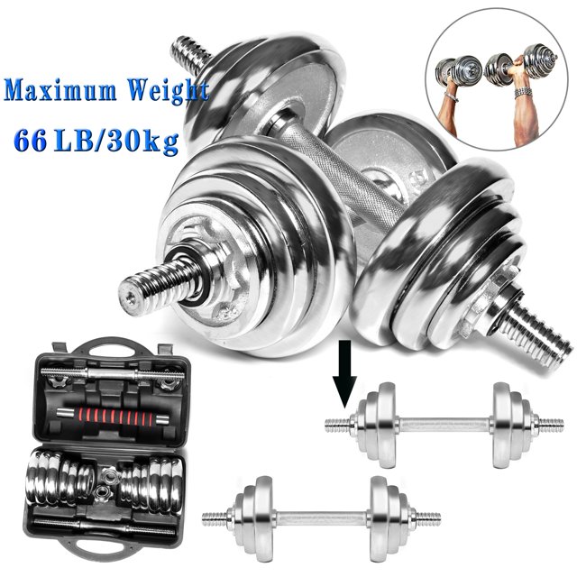 SAYFUT 66LB Dumbbell Weight Set Detachable Fitness Dumbbells Barbells ...