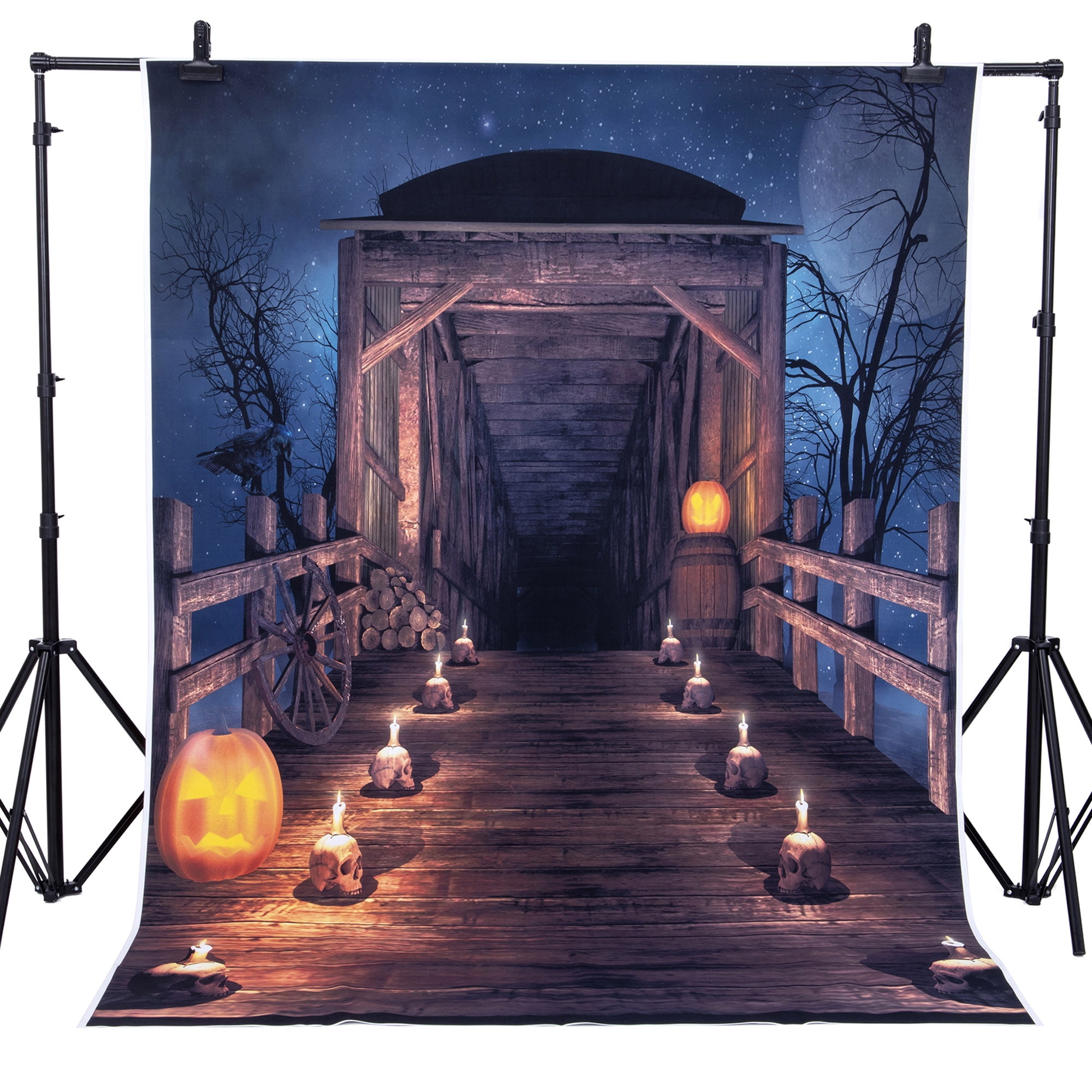 SAYFUT 5x7ft Gold Festival Photography Backdrops Pumpkins & Candles on ...
