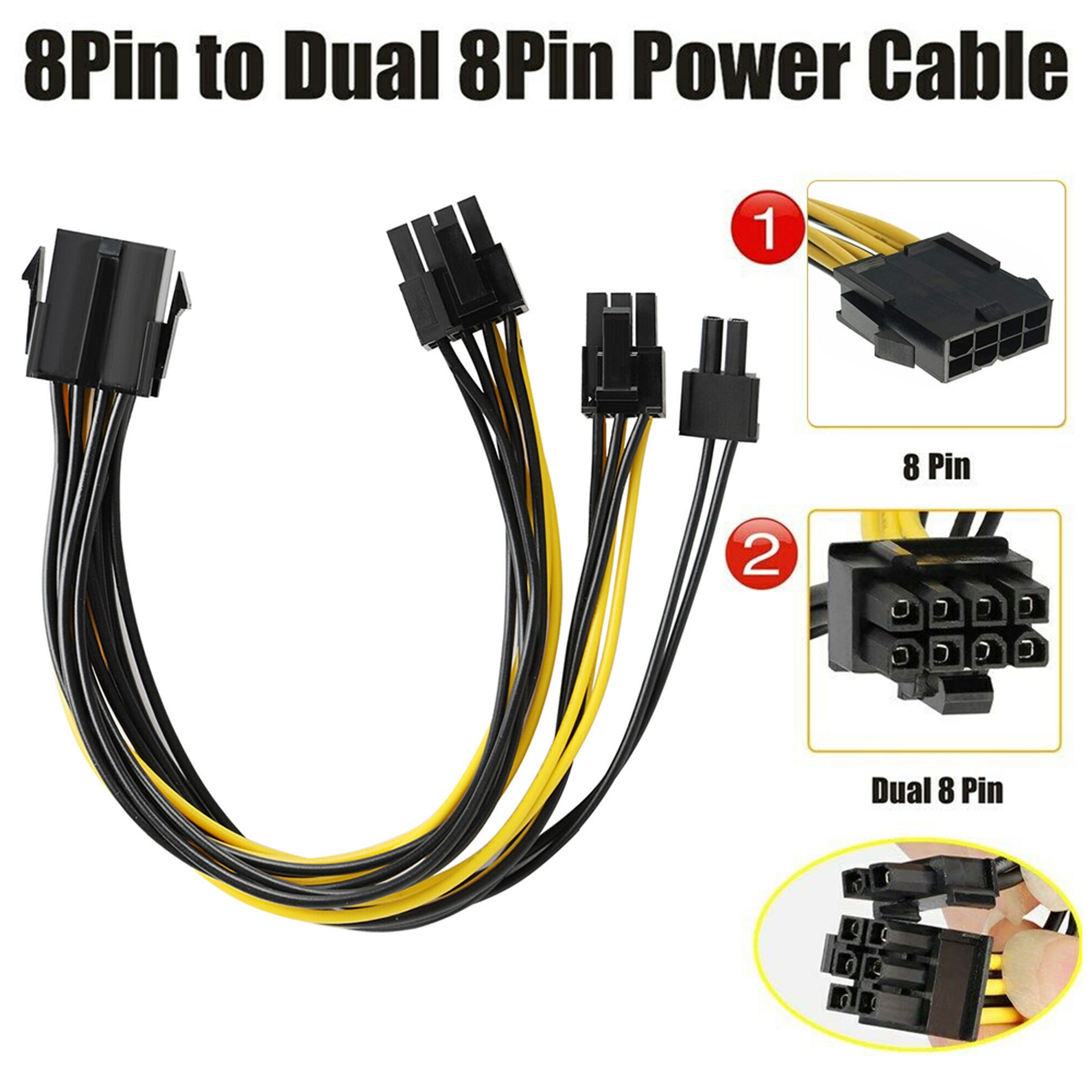 SAYFUT (10 Pack) GPU VGA PCIe 8 Pin Female to Dual 8 Pin (6 Pin + 2 Pin ...