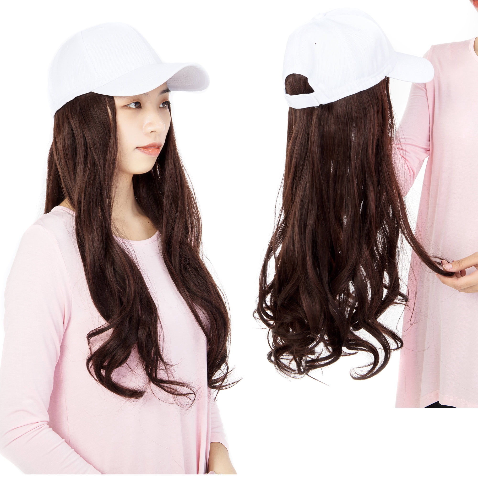 SAYFUT Baseball Cap with Hair Synthetic Extension,Hats with Hair ...