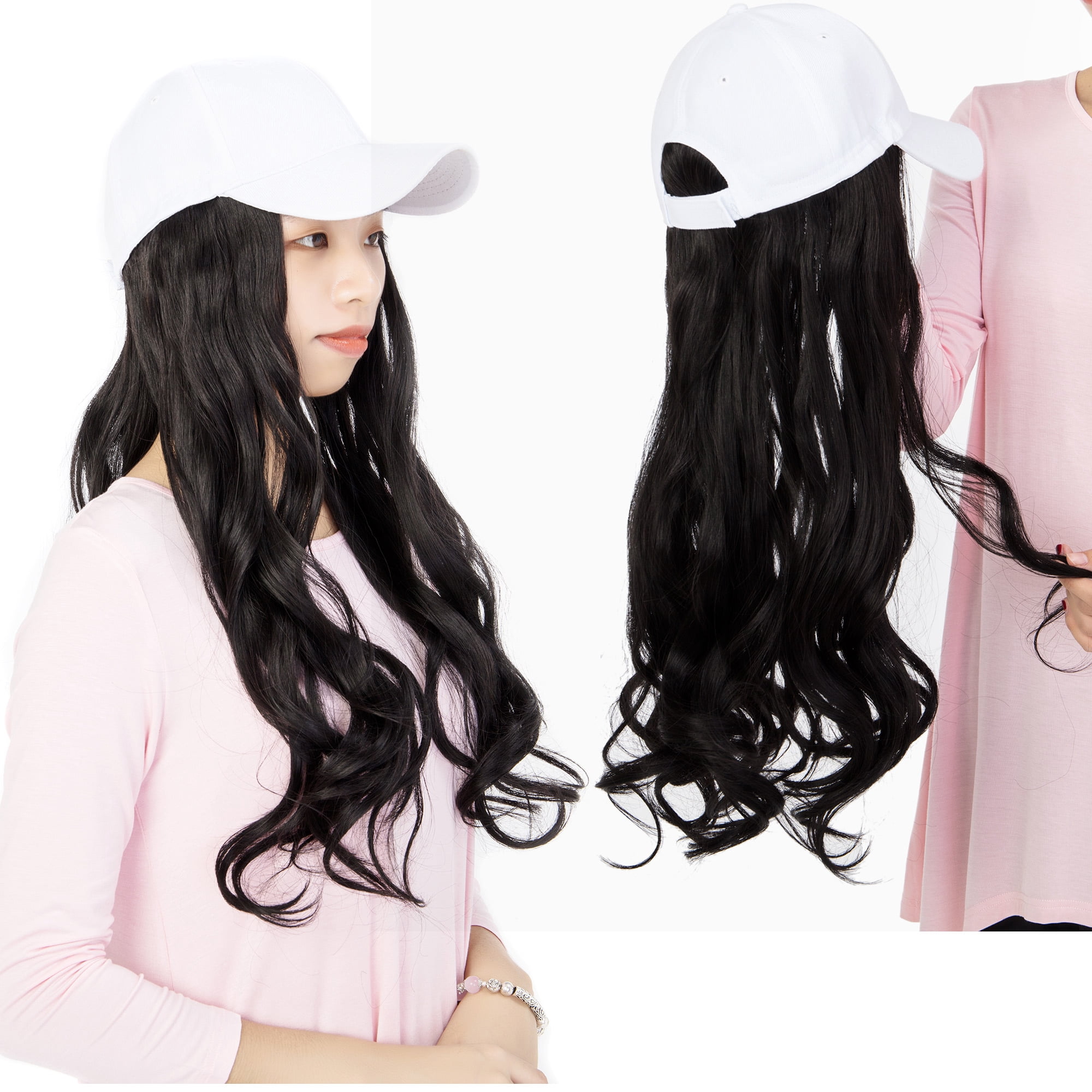 SAYFUT Baseball Cap with Hair Synthetic Extension,Hats with Hair ...