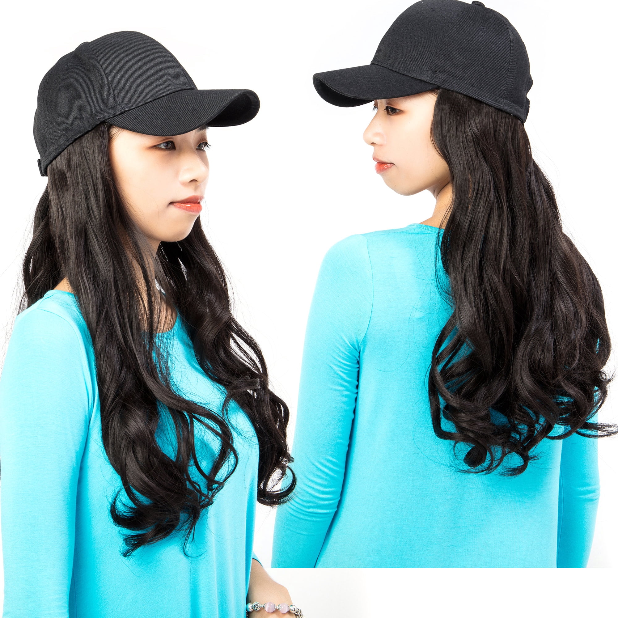 SAYFUT Baseball Cap with Hair Synthetic Extension,Hats with Hair ...